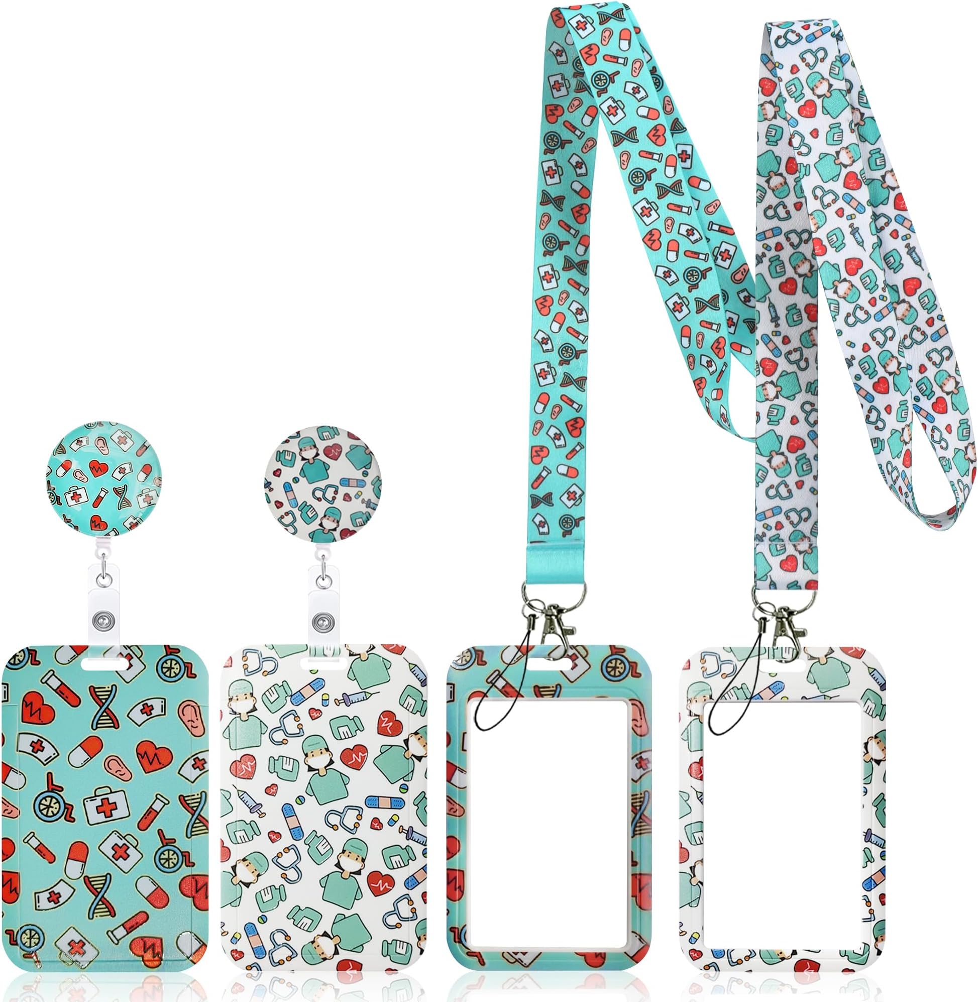 Amazon.com : Jouierty 2 Sets Cute Nurse ID Badge Holders with Lanyard ...