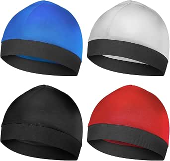 4 Pieces Wave Caps, Satin Wave Cap for Men Football Hat Sports Wicking ...