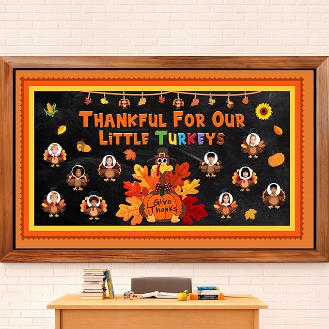 Amazon.com: Thanksgiving Bulletin Board Decorations Fall Turkey ...
