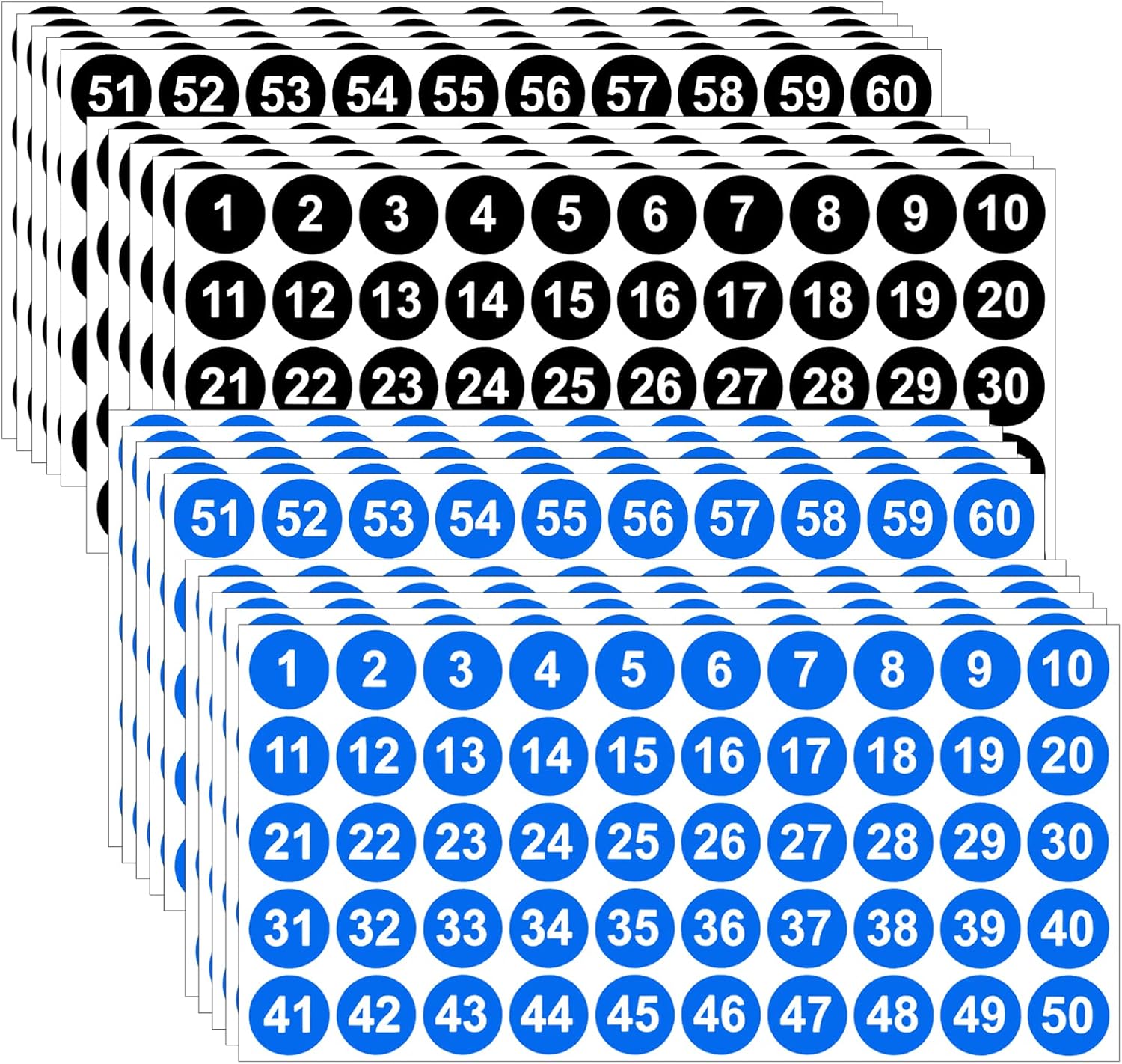 10 Sheets Number Stickers 1-100 Vinyl Consecutive Number Sticker Round ...