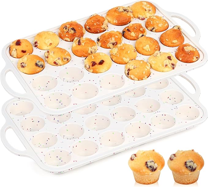 Amazon.com: AOTASO 2 Pcs Mini Muffin Pans with Metal Reinforced Frame ...