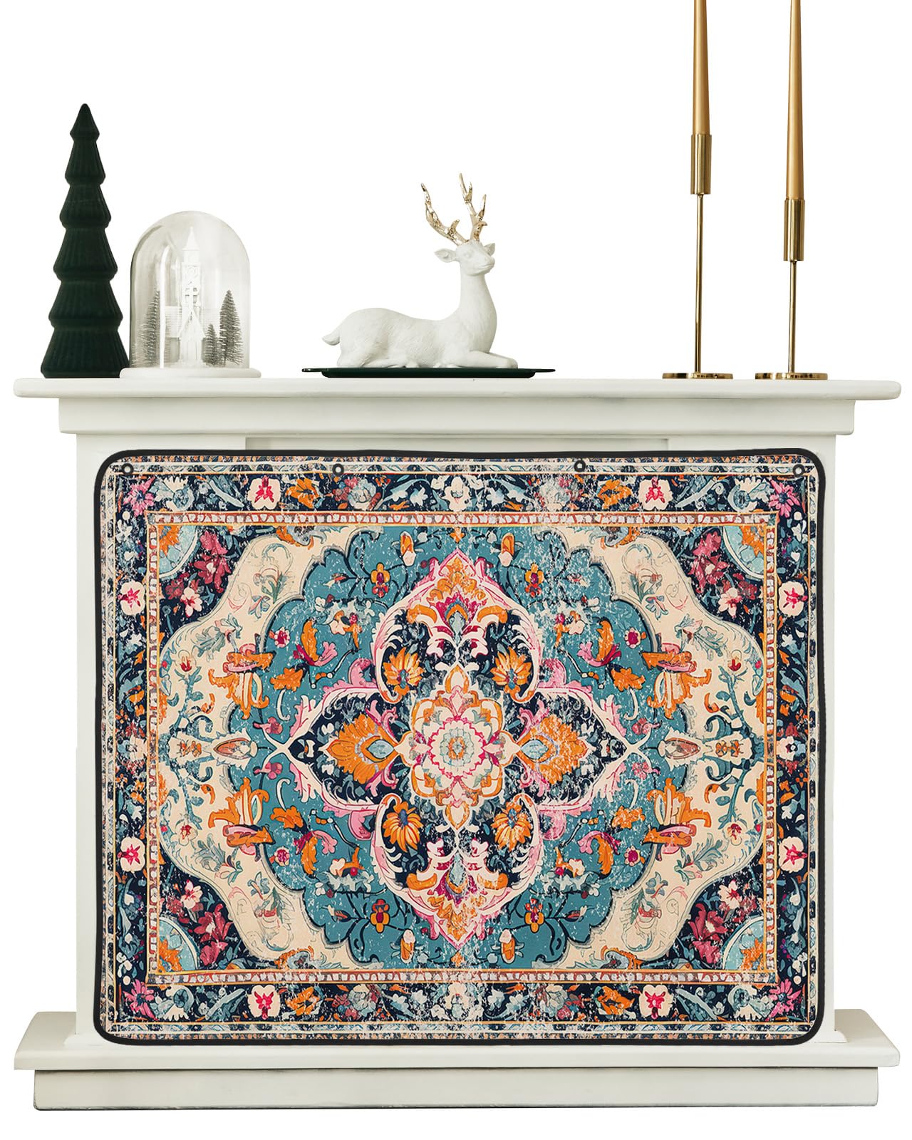 Amazon.com: Bohemia Flower Magnetic Fireplace Cover 39"x32",Decorative ...