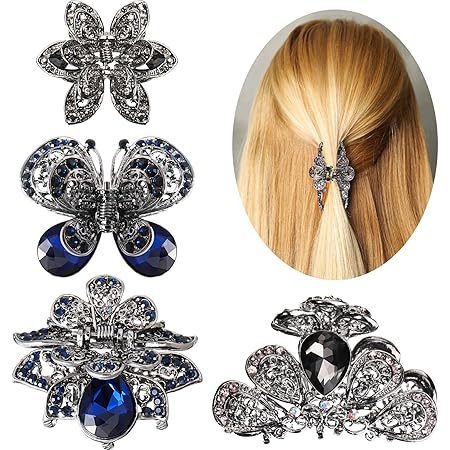 Amazon.com : MOTZU 3 Pack Mini Jaw Clips, 1.5 inch Metal Crystal Hair ...