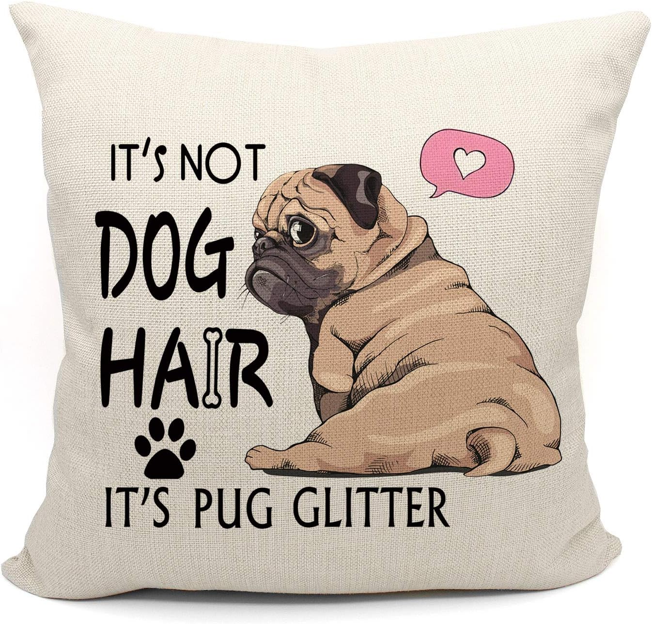 Amazon.com: Mancheng-zi Pug Pillow Covers 18x18, Reserved for The Dog ...