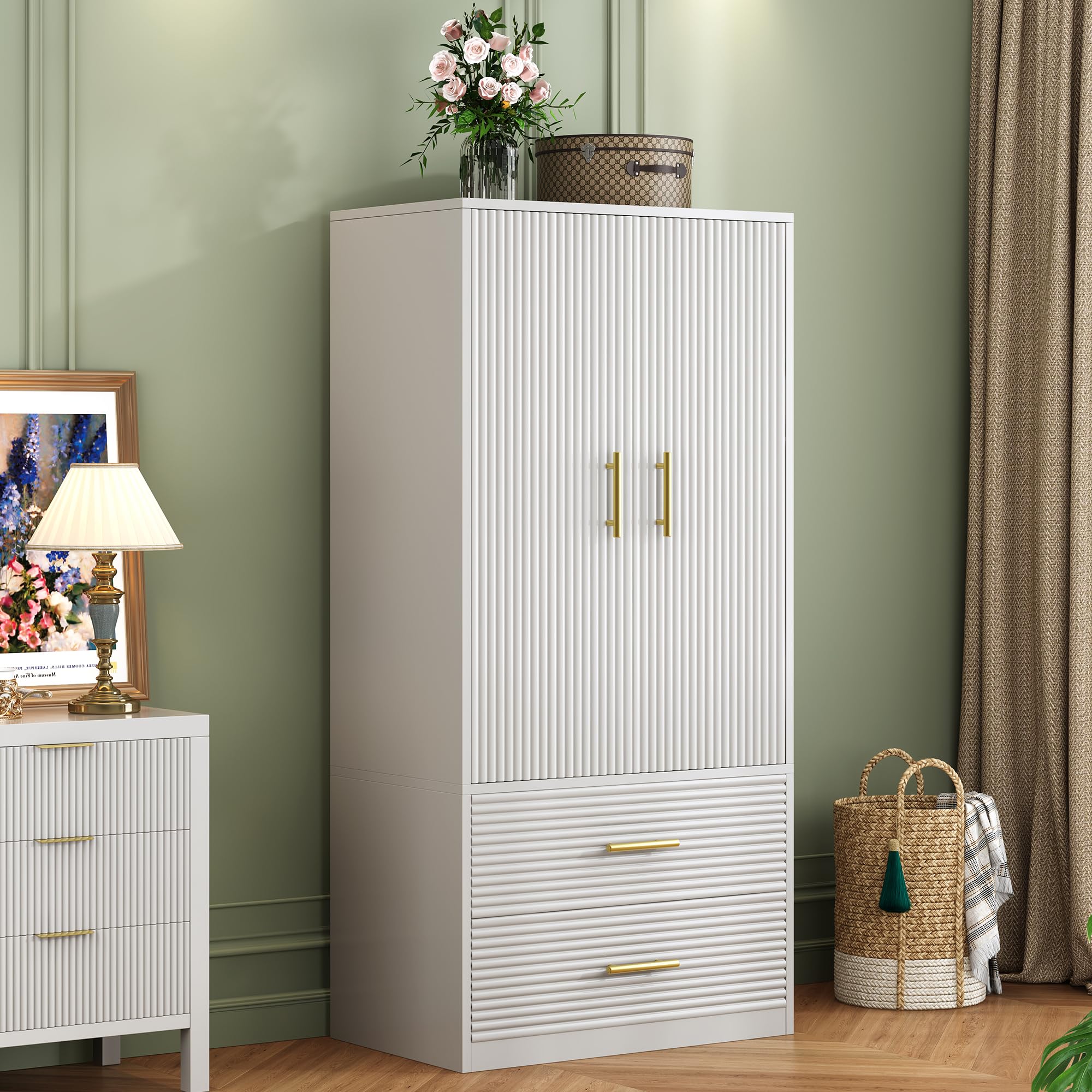 Amazon.com: LSKTGA Freestanding Bedroom Armoire Wardrobe, Armoire ...