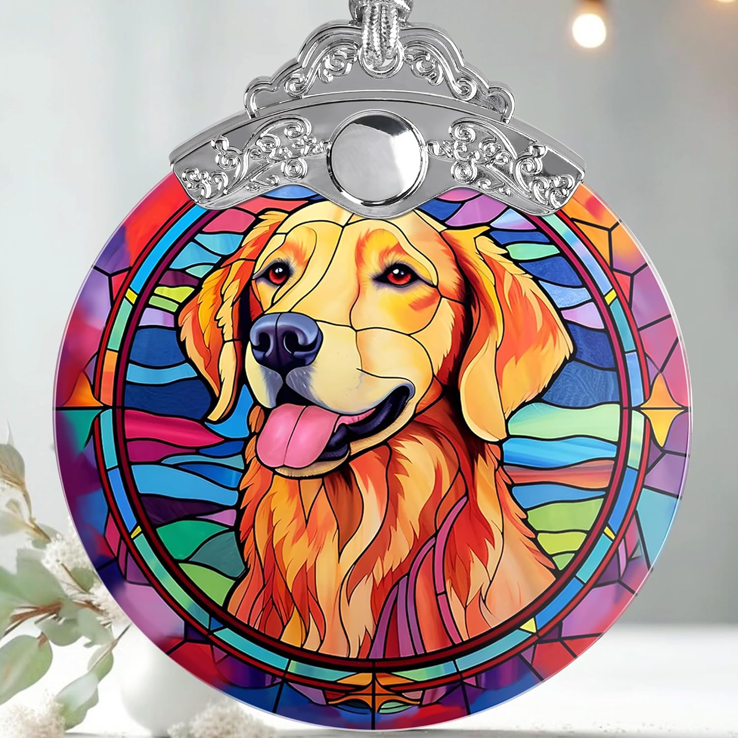 Amazon.com: Jocidea Golden Retriever Glass Ornament, Christmas Decor ...