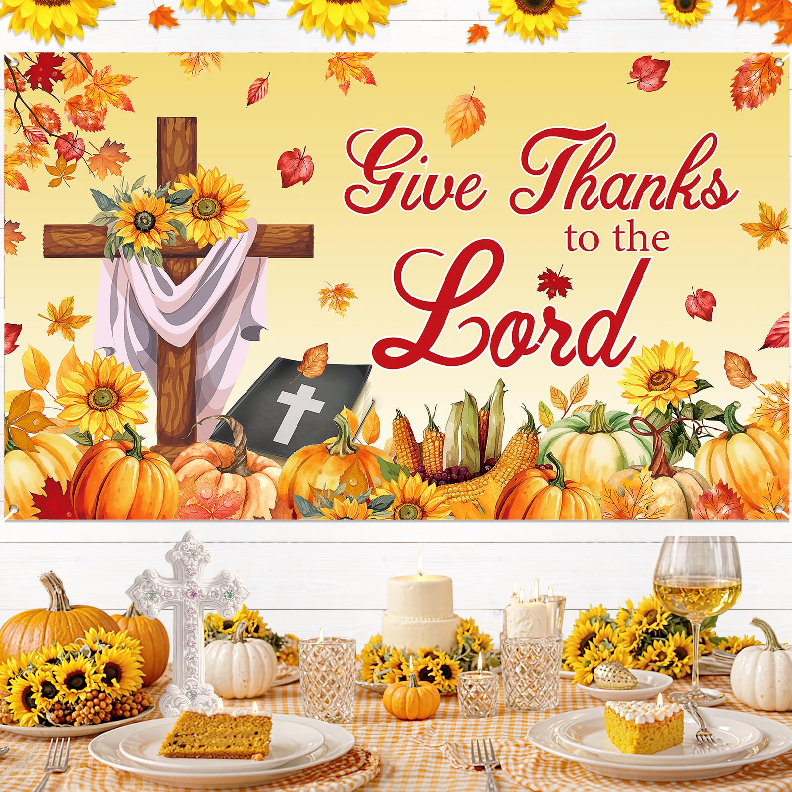 Snapklik.com : Thanksgiving Fall Jesus Backdrop Give Thanks To The Lord ...