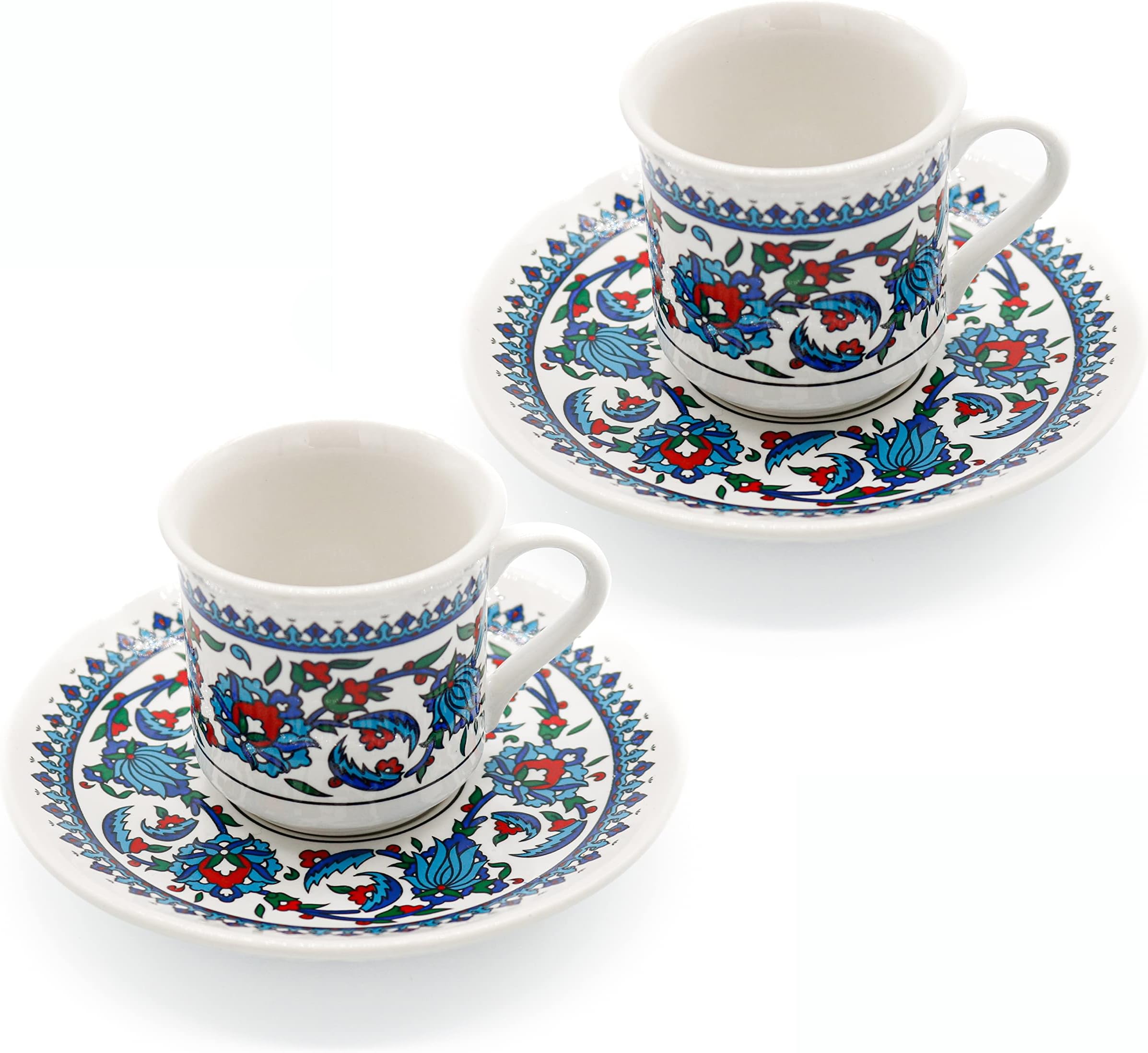 Turkish Coffee Cup Set - Turkish Coffee Cups Set of 2 with Saucers and ...