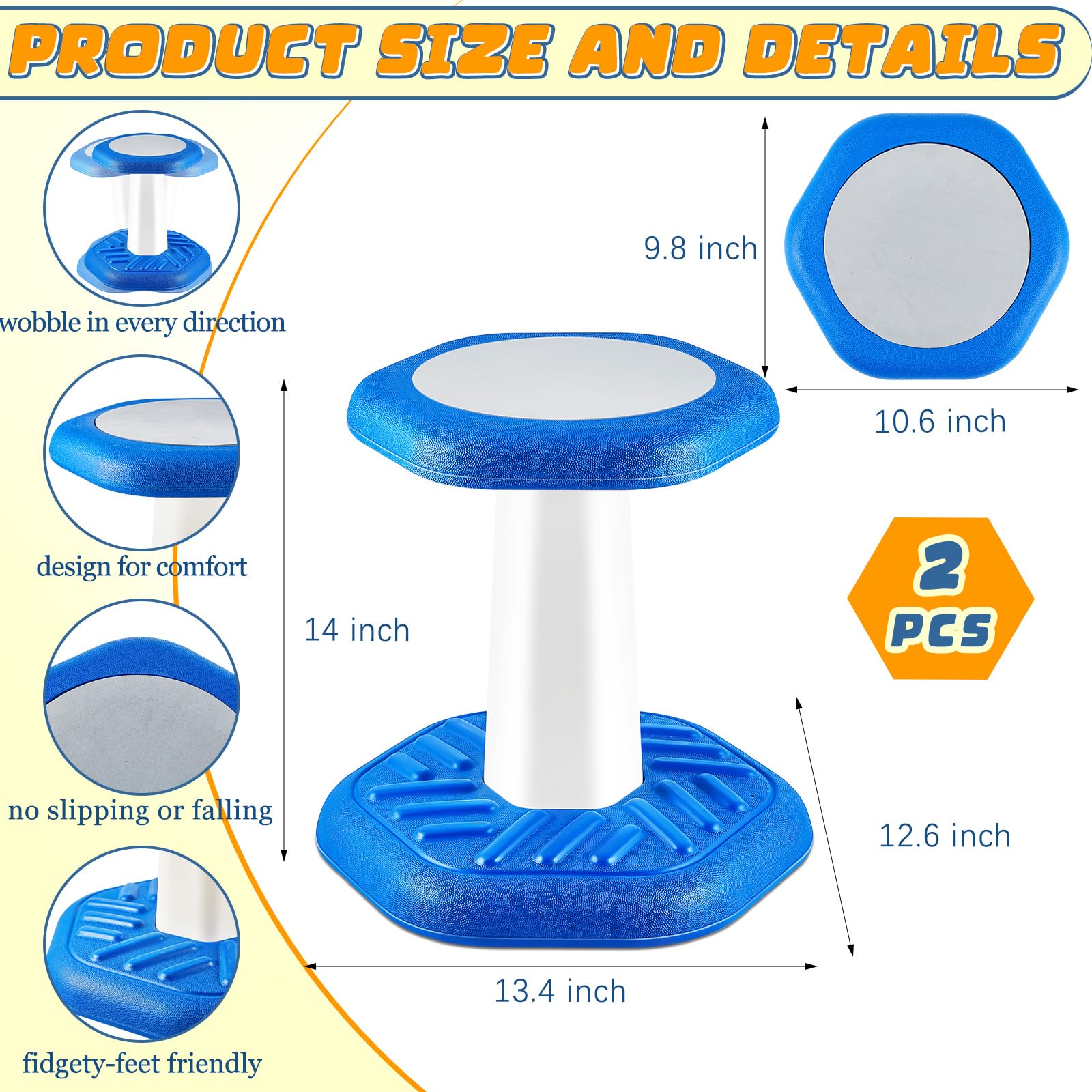 Geetery 2 Pack Wobble Stool 14 Inches Active Wobble Chair Play Around ...