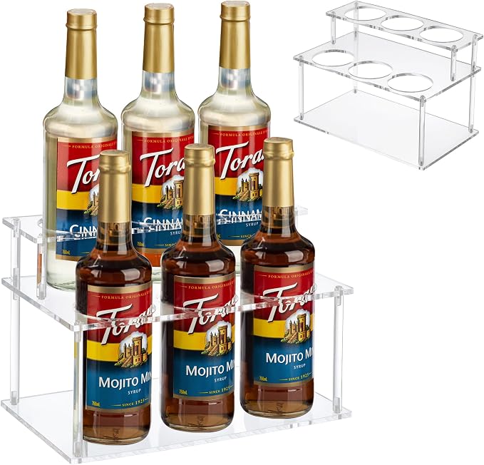 Amazon.com: EFYSE Acrylic Coffee Syrup Organizer rack,2 Tier-6 Bottle ...