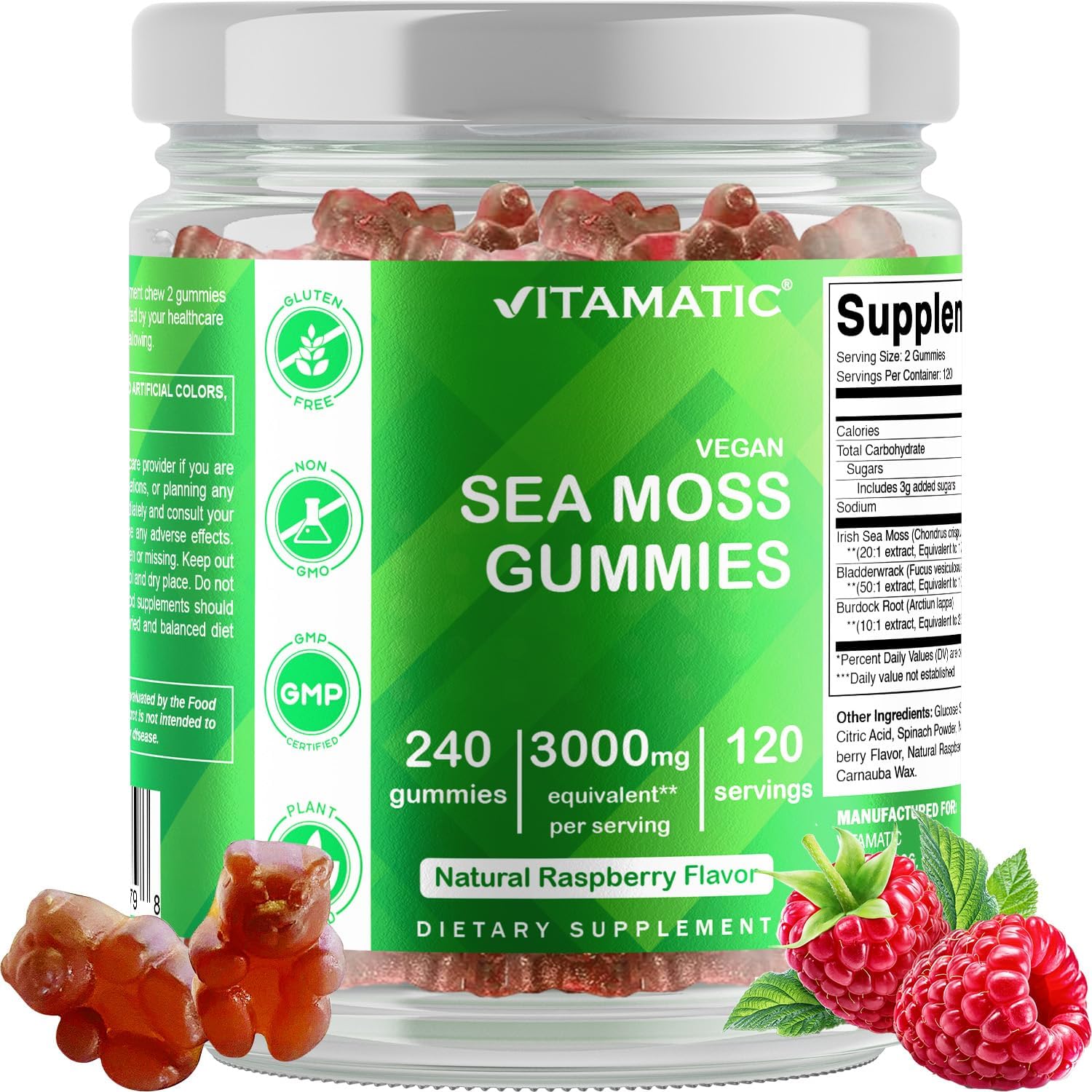 Amazon.com: Vitamatic Irish Sea Moss Gummies mg - 240 Vegan Gummies ...