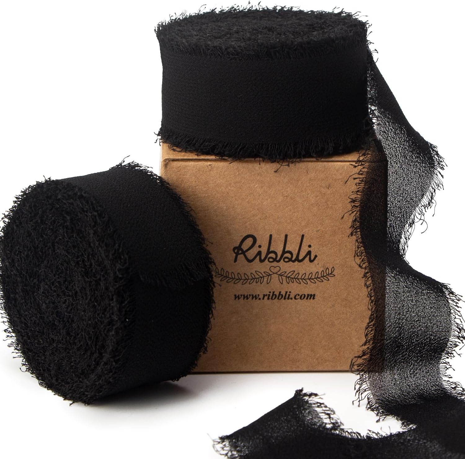 Amazon.com: Ribbli Black Chiffon Ribbon 1 Inch x 20 Yard Handmade ...