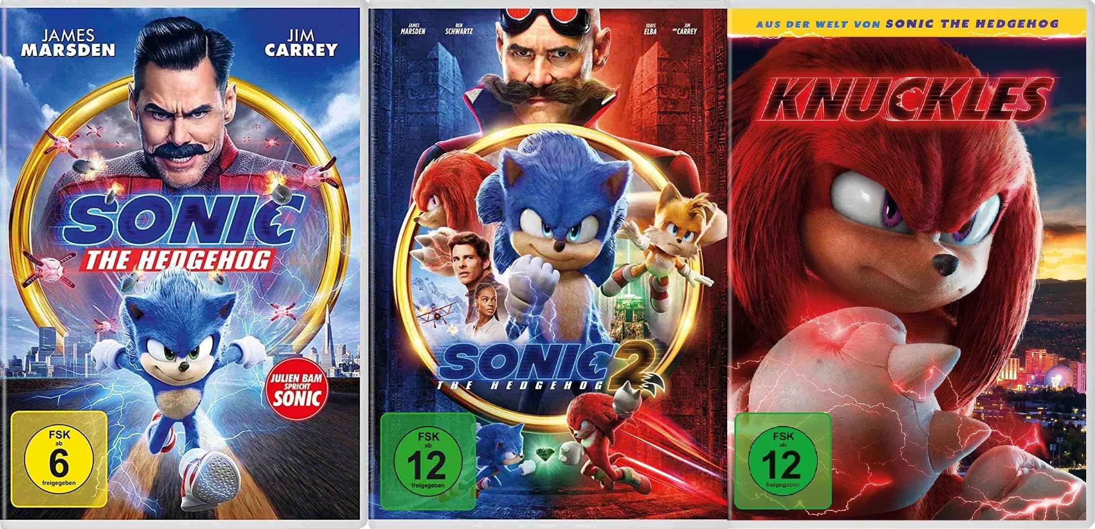 Sonic the Hedgehog Teil 1+2+Knuckles im Set - Deutsche Originalware [4 ...