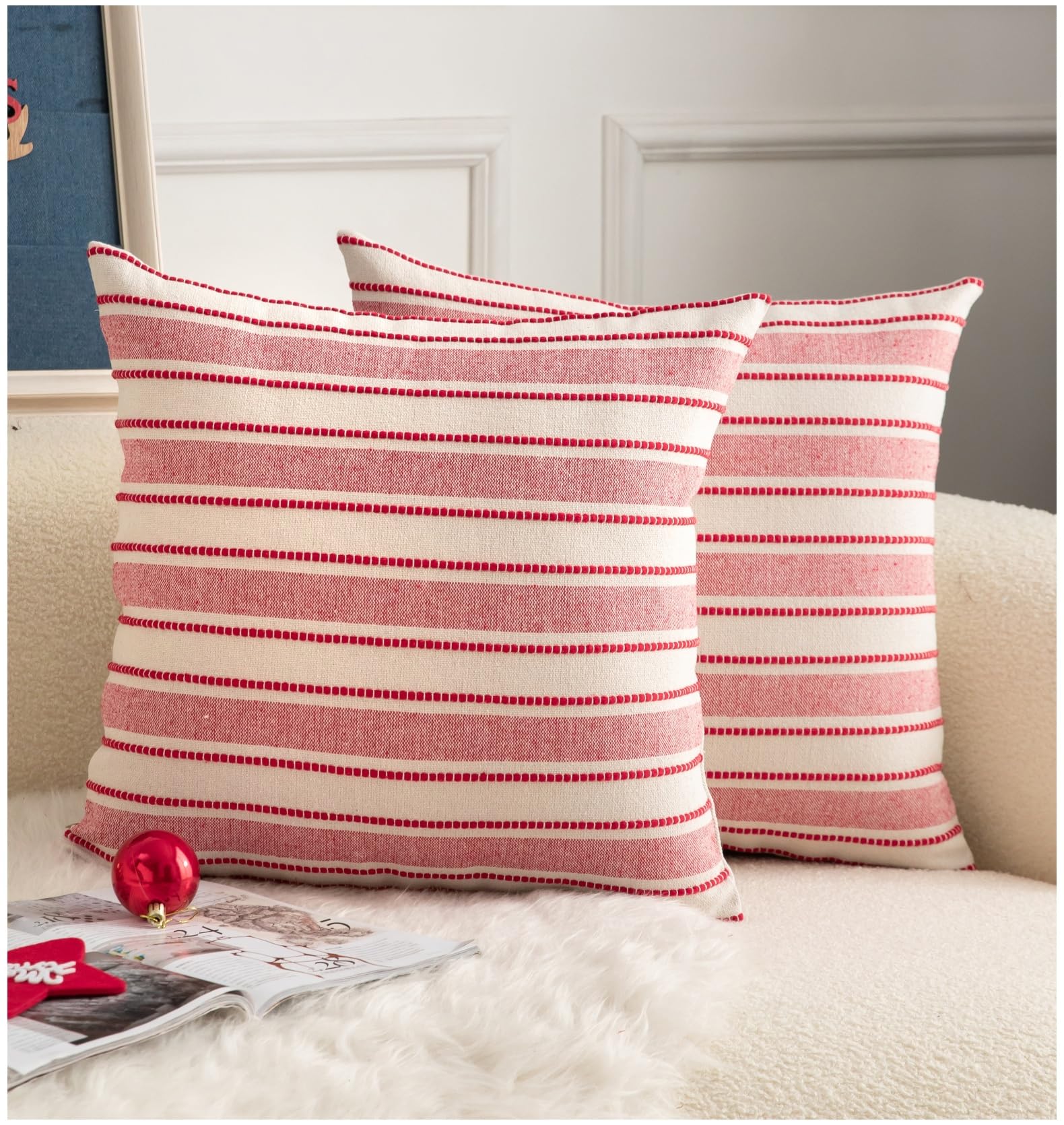 Amazon.com: Cethom Christmas Pillow Covers, Boho Textured Red Pillow ...