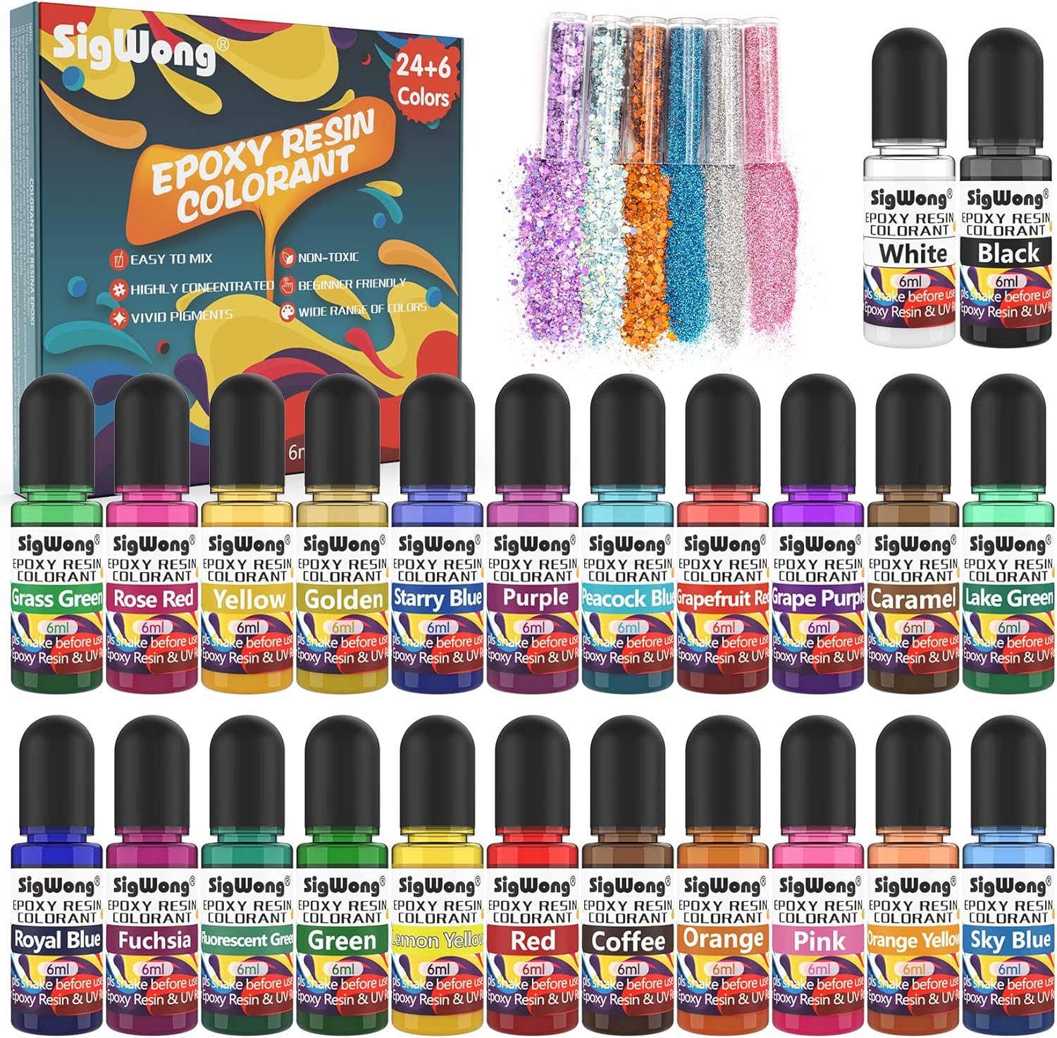 Amazon.com: Epoxy Resin Pigment - 24 Colors Liquid Translucent Dye ...