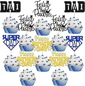 Amazon.com: 24 Pcs Father's Day Cupcake Toppers, Fathers Day ...