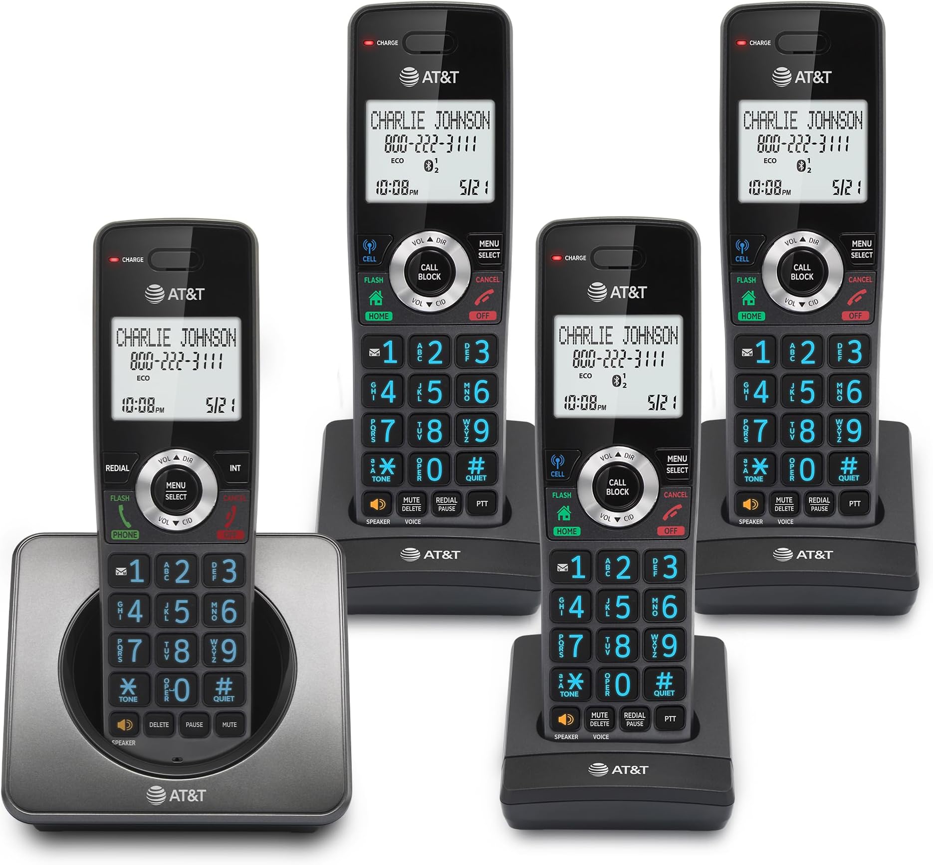 Amazon.com: AT&T GL2101-4 DECT 6.0 4-Handset Cordless Home Phone with ...