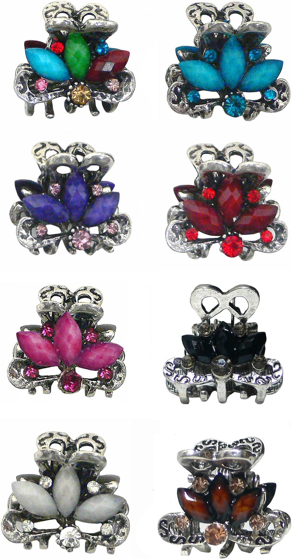 Amazon.com : Set of 8 Tiny Metal Hair Claws, Very Light Weight Tiny Jaw ...