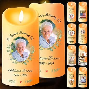 Amazon.com: Bllkloruek Personalized Memorial Candle Custom for Loss of Loved One with Picture ...