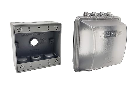 Sealproof 2-Gang Weatherproof Exterior in Use Outlet Cover and Box Kit ...