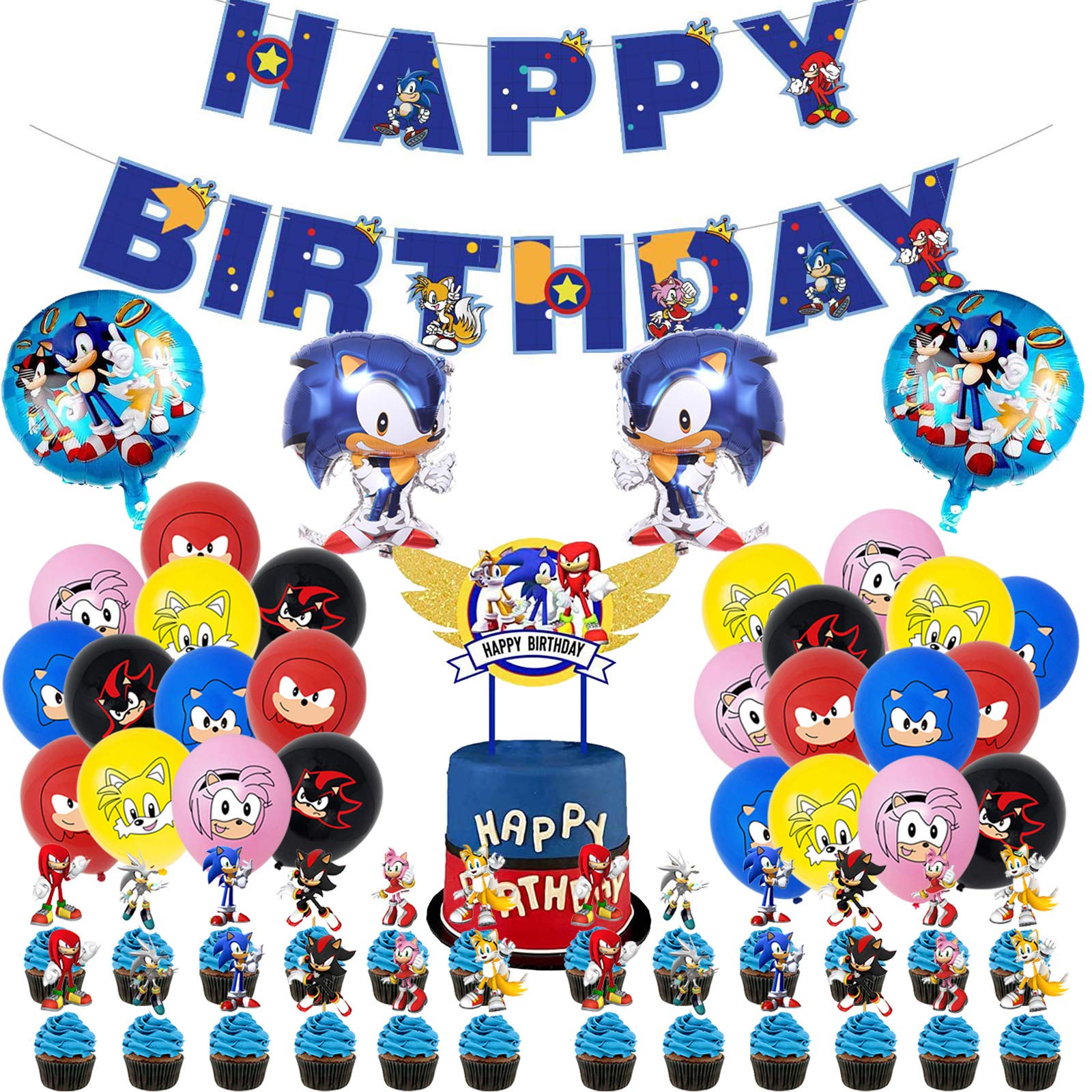 Buy Sonic the Hedgehog Birthday Party Decoration Set Cartoon Latex ...