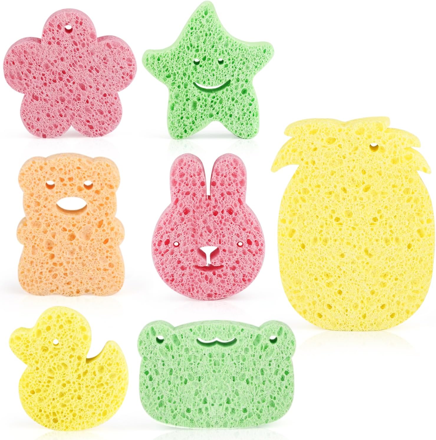Amazon.com: 7 Pieces Baby Bath Sponge Soft Natural Bath Sponge Cute ...