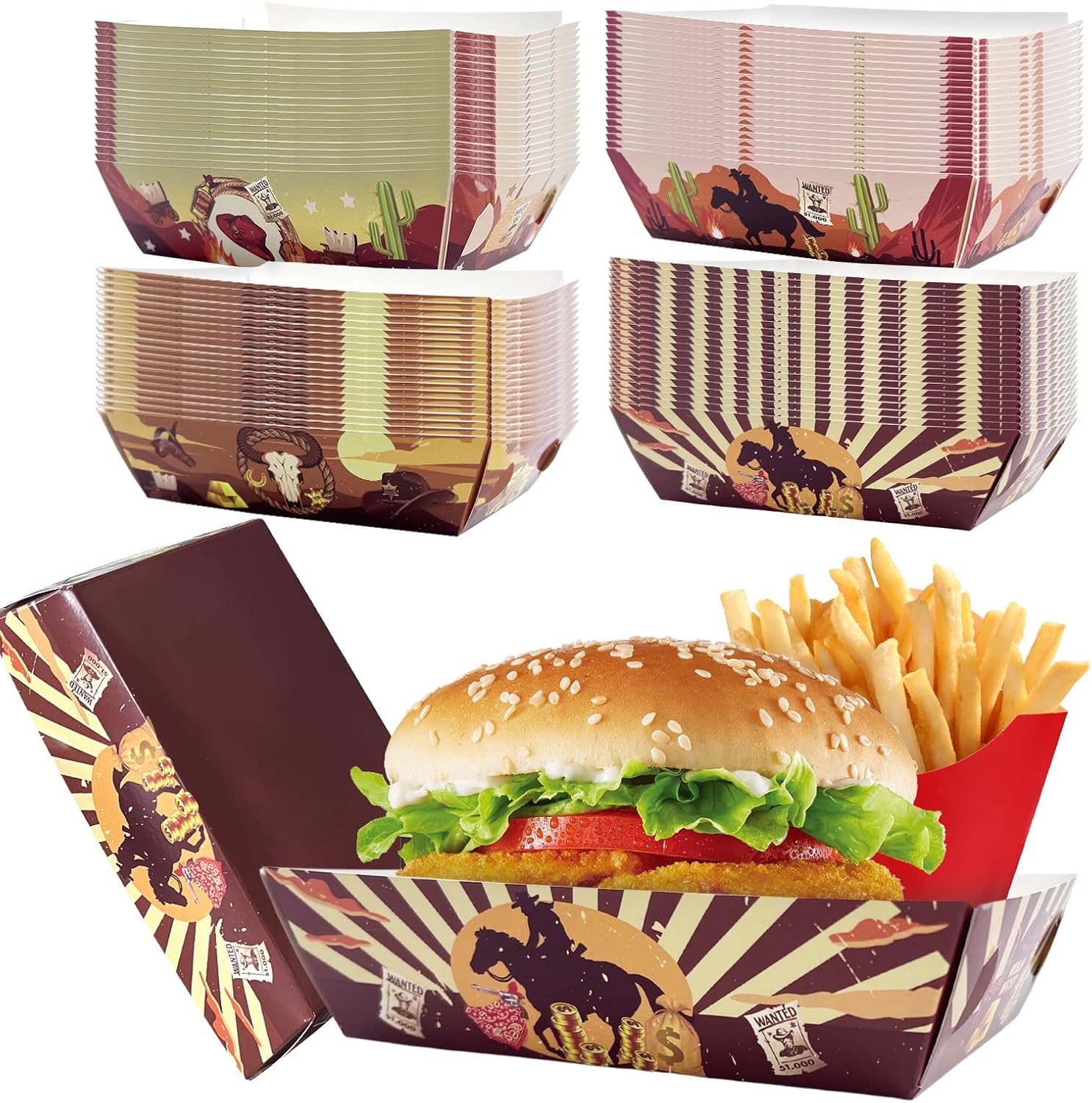 Amazon.com | CIEOVO 48 Pack Rodeo Western Cowboy Print Party Supplies ...