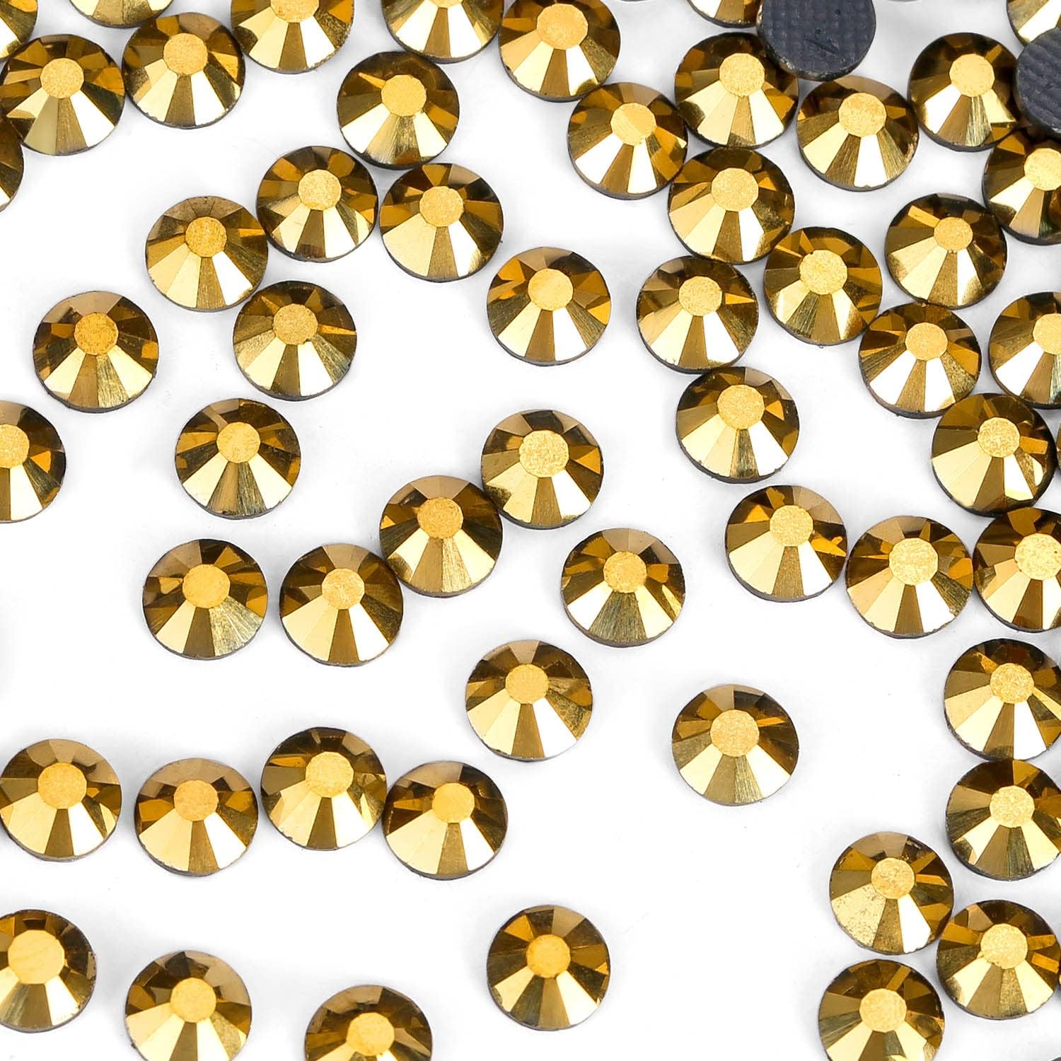 Amazon.com: LPBeads 6400 Pieces Hotfix Rhinestones Metallic Gold Flat ...