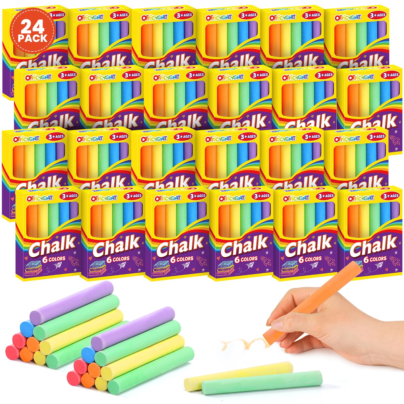 Amazon.com: 288 Counts Colored Chalk for Kids, 24 Packs Kids Chalk Set ...