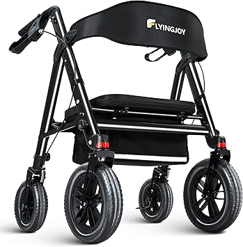 Amazon.com: FlyingJoy Rollator Walker with Seat,12" Front Wheels 10 ...