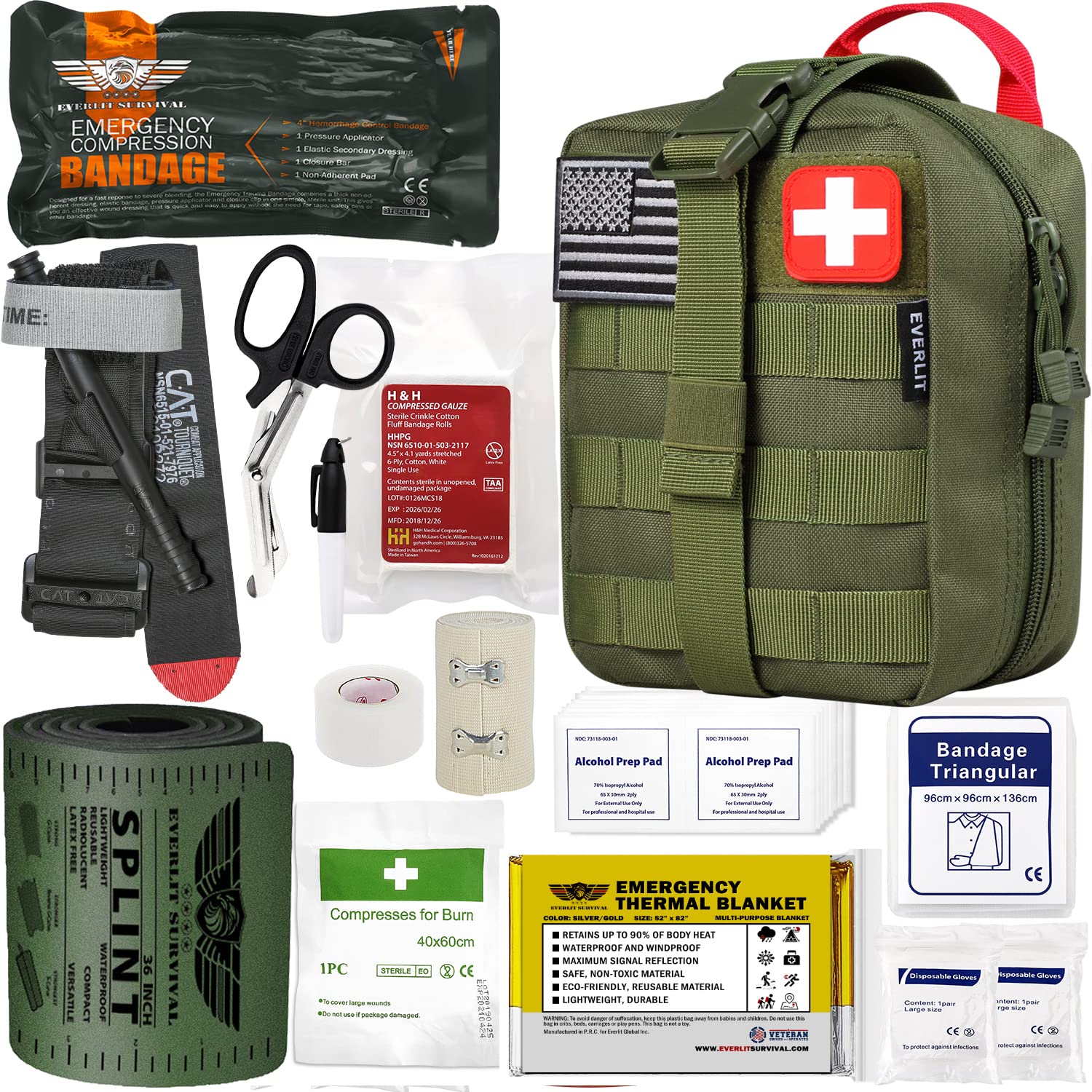Buy EVERLIT Emergency Trauma Kit, CAT GEN-7 Tourniquet 36" Splint ...