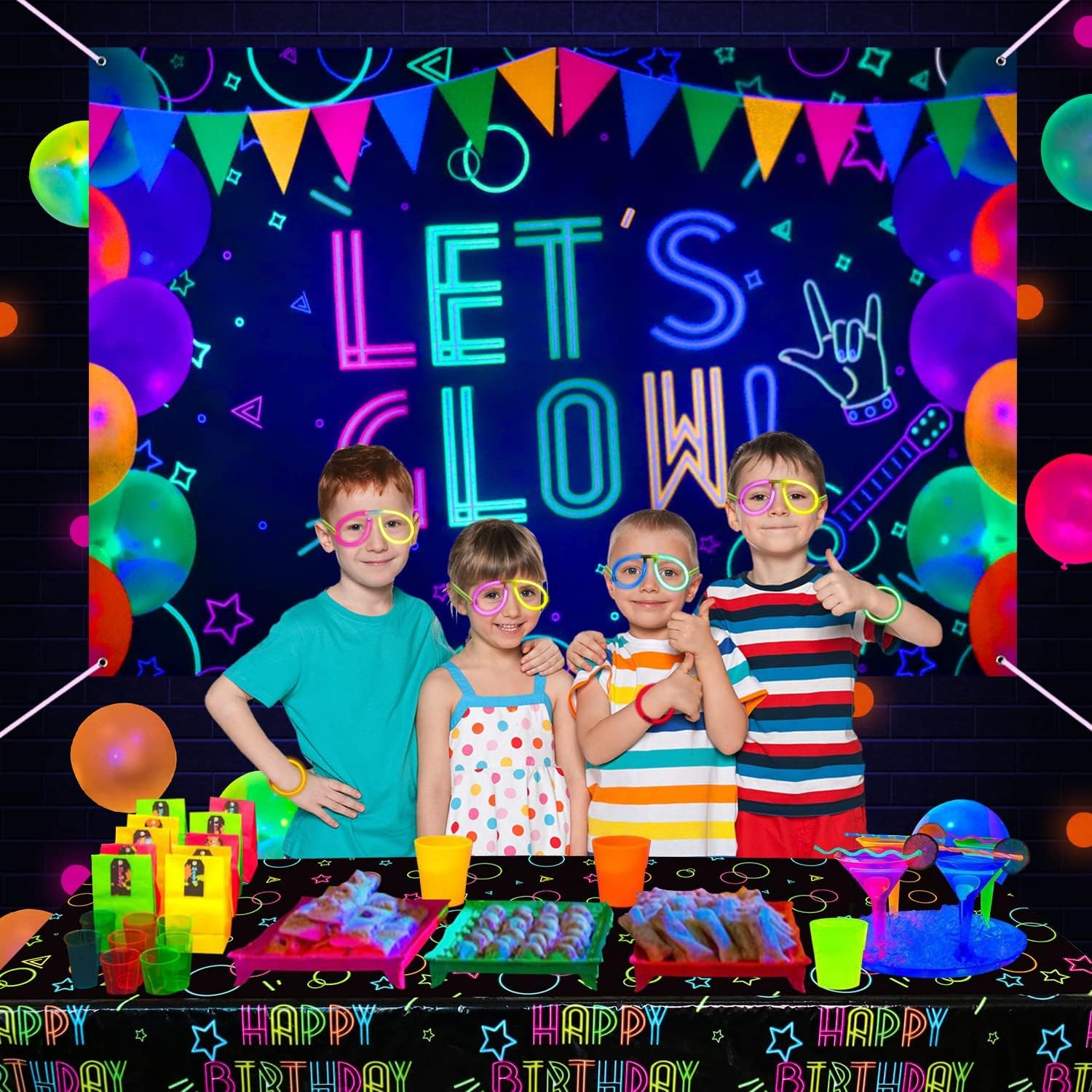 Snapklik.com : Glow Neon Birthday Backdrop - Glow In The Dark Lets Glow ...
