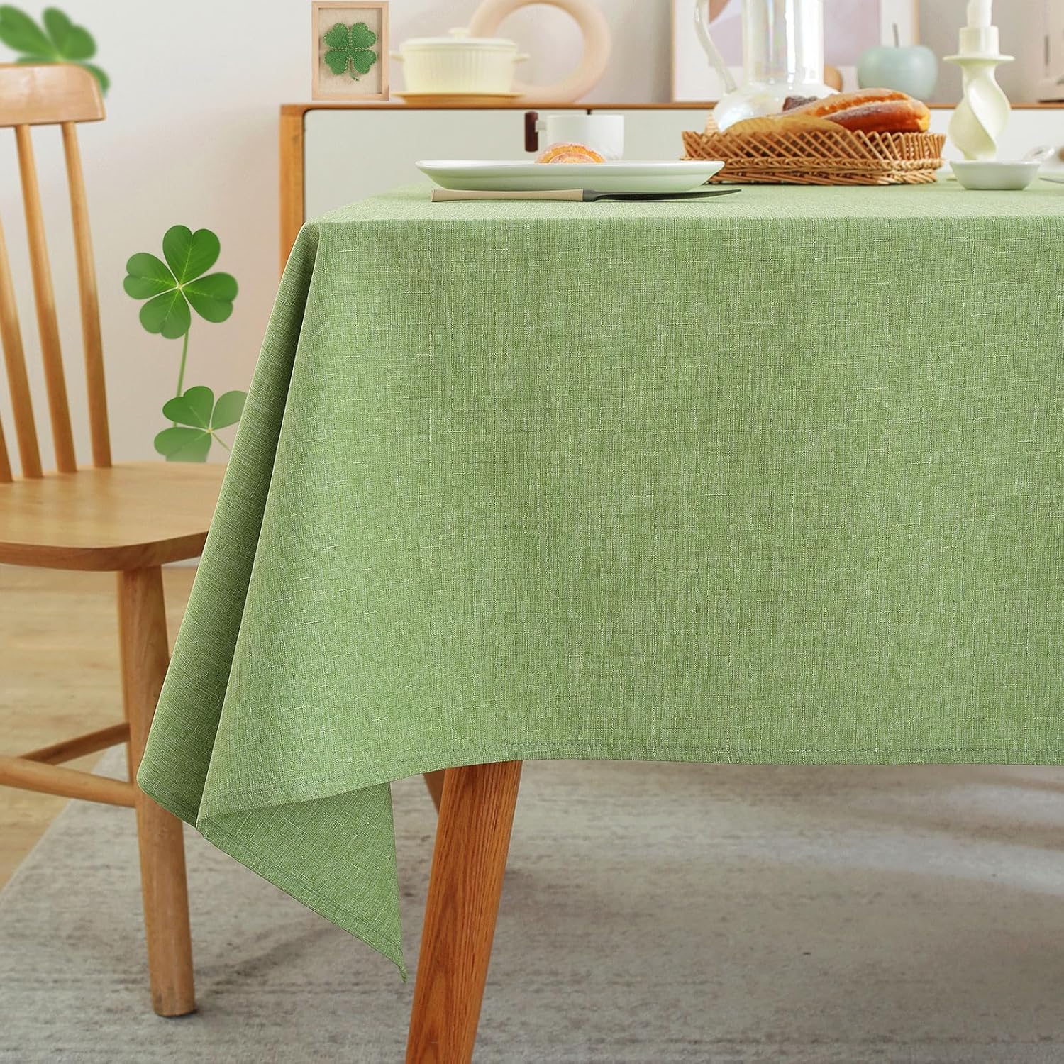 Amazon.com: Laolitou Rectangle Tablecloth Linen Waterproof Textured ...