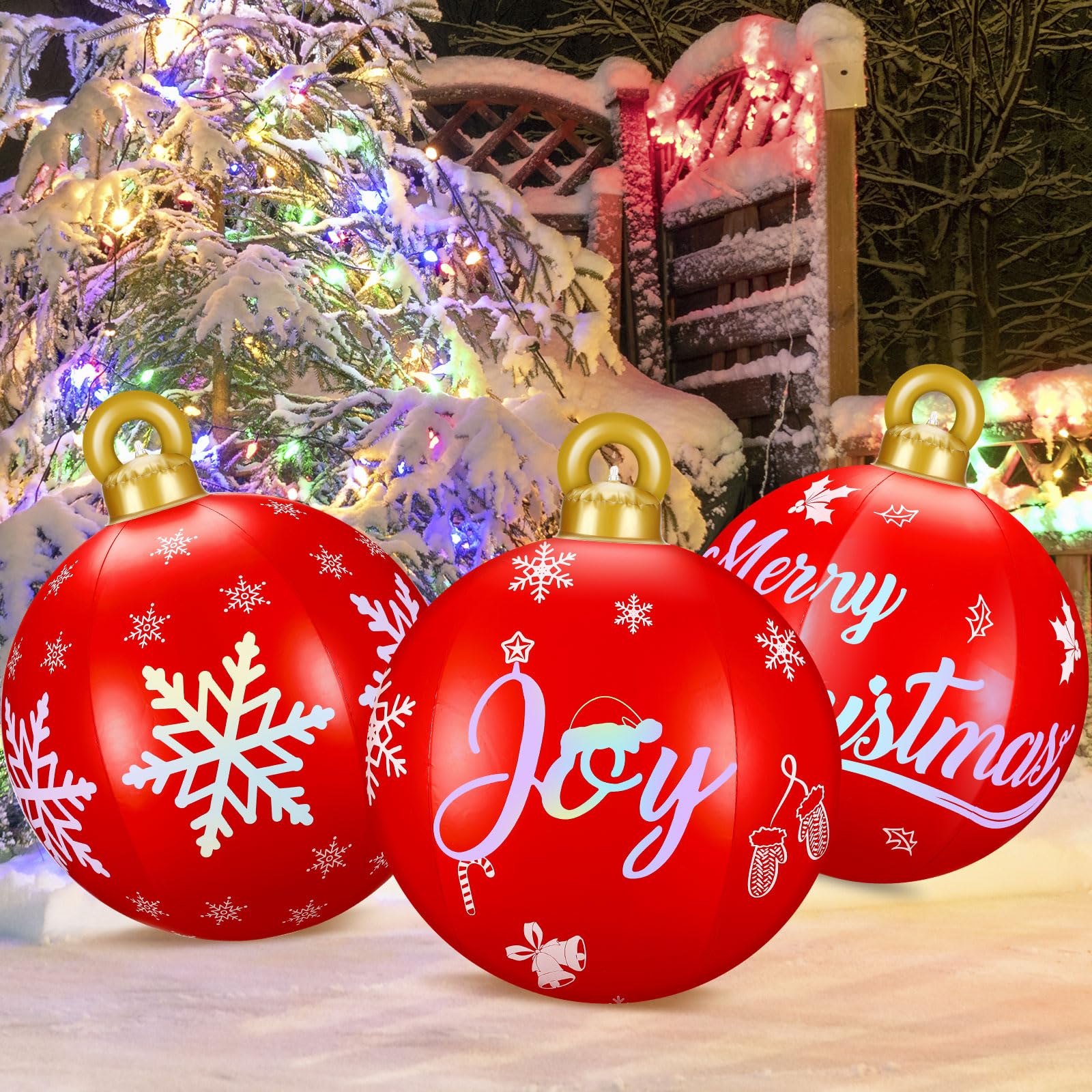 Amazon.com: Jetec 3 Pcs Giant inflatables Christmas PVC Decorated Ball ...