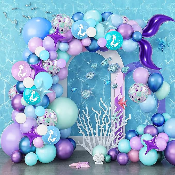 Amazon.com: Yangesoso Mermaid Decorations for Birthday Party, Purple ...