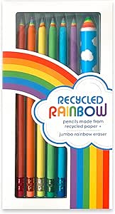 Amazon.com : SNIFTY Recycled Rainbow Pencil Set of 6 + Jumbo Eraser ...