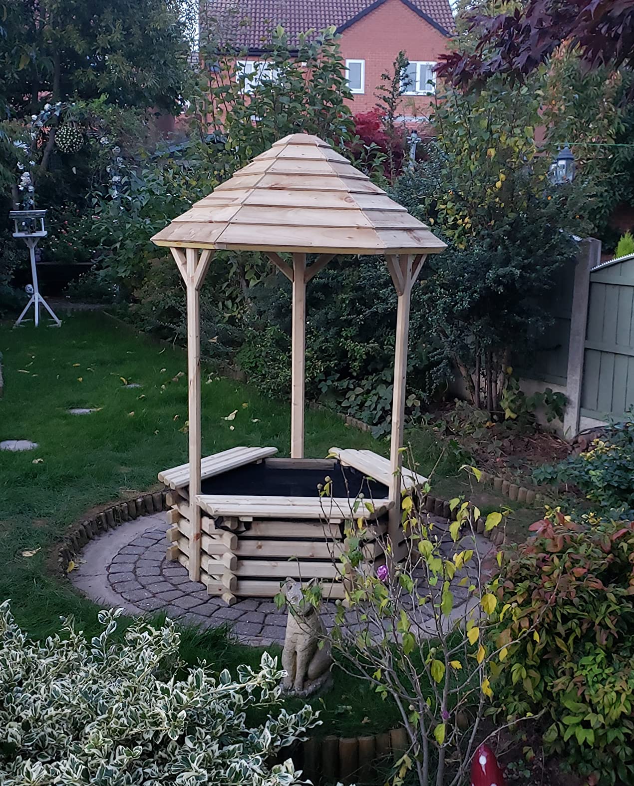 Garden Wishing Well Fish Pond 6ft 7" with Liner - Wooden Outdoor Water ...