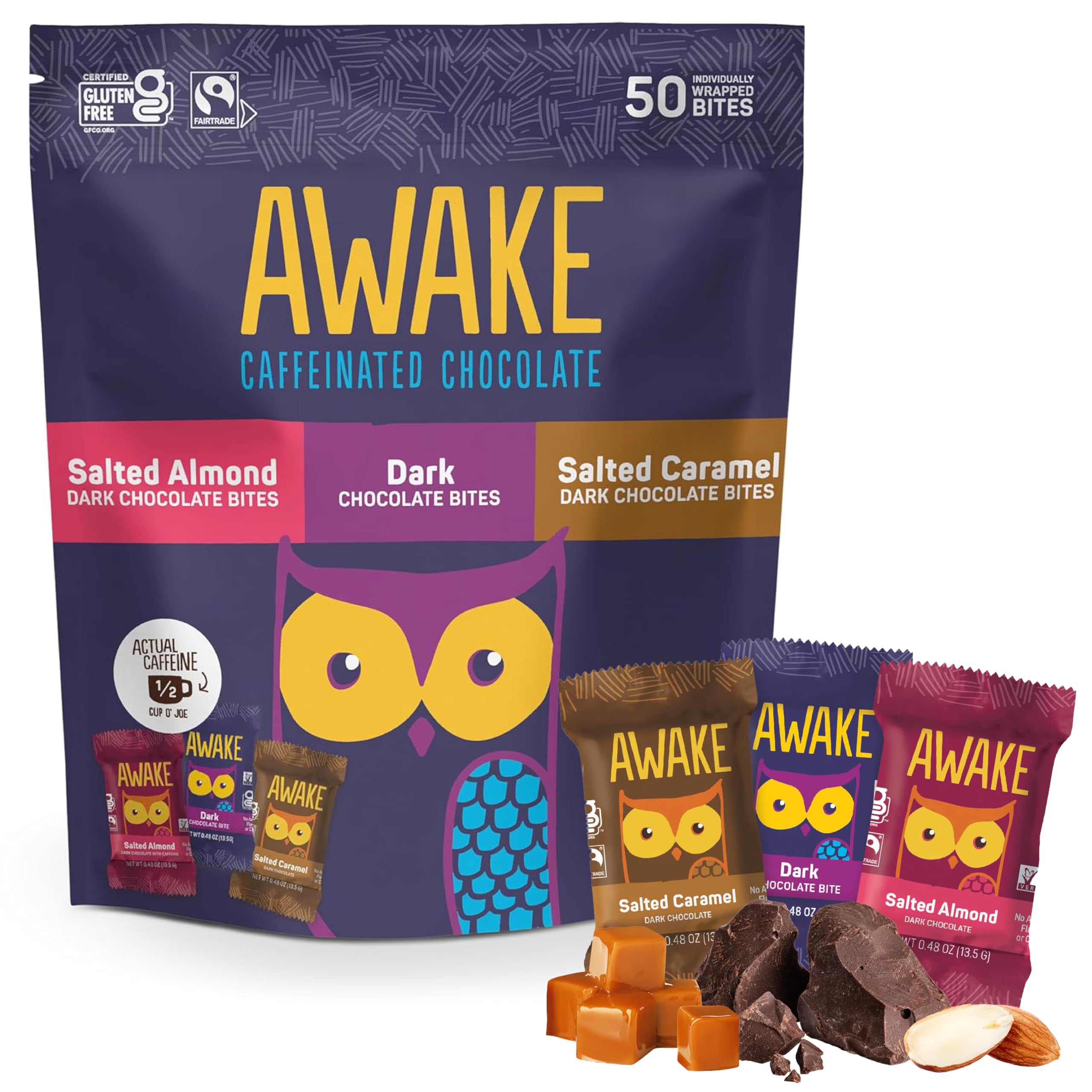 Amazon.com : AWAKE - Caffeinated Chocolate Bites - Dark Chocolate ...