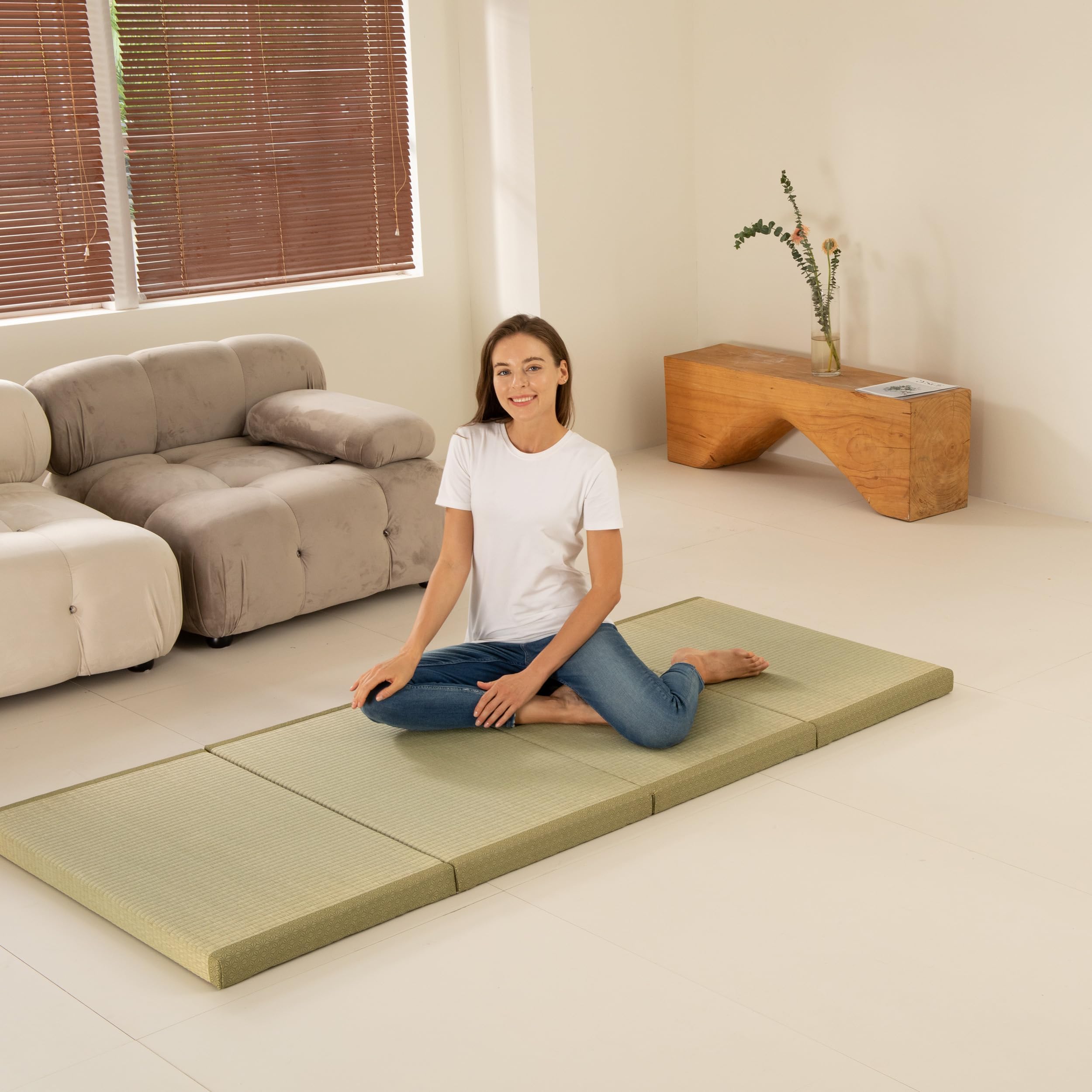 Amazon.com: MustMat Tatami Mat Thick Japanese Floor Mattress Rush Grass ...