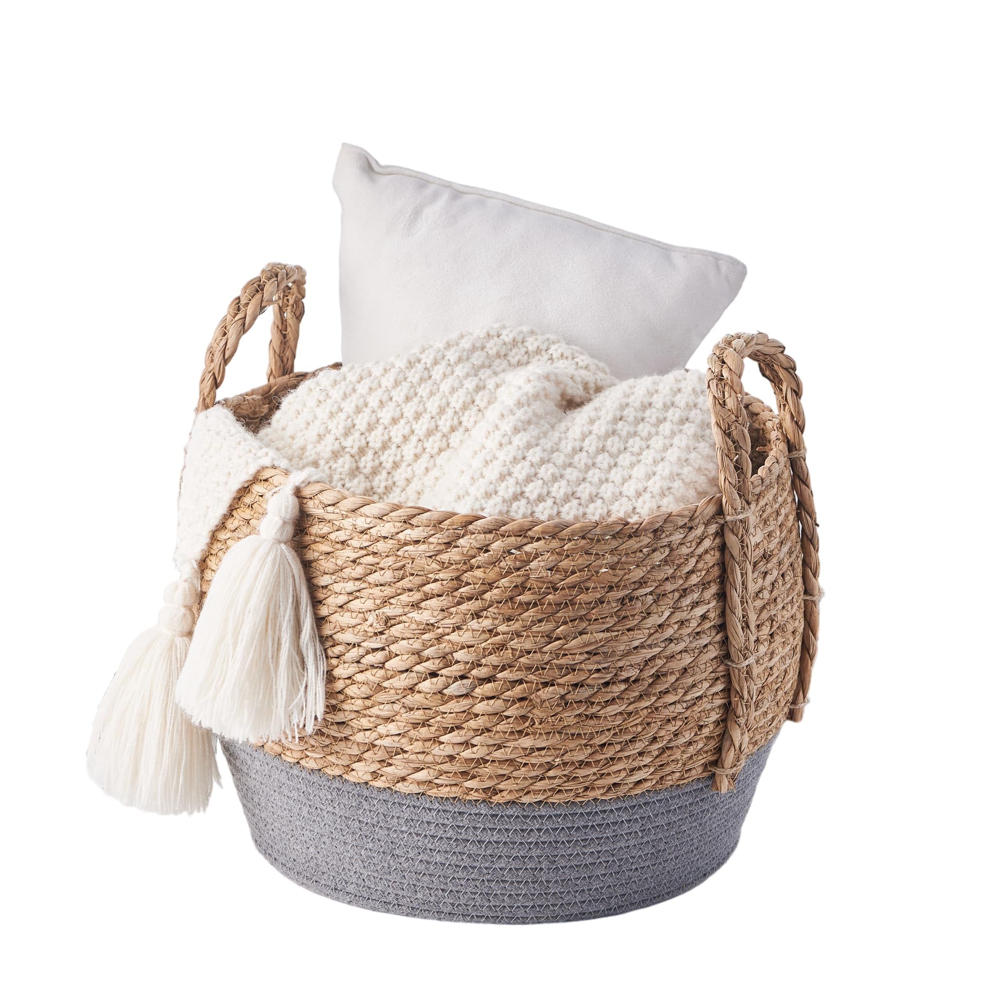 Eden & Willow Natural Straw Woven Plant Storage Basket, Home ...