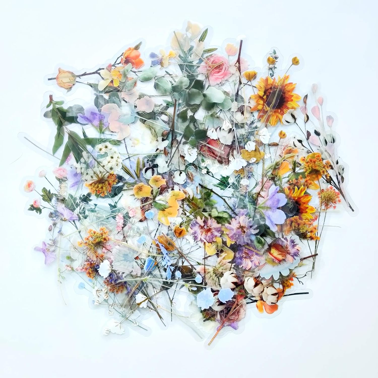 Amazon.com: 180 Pieces Transparent Flower Stickers,PET Vintage Clear ...