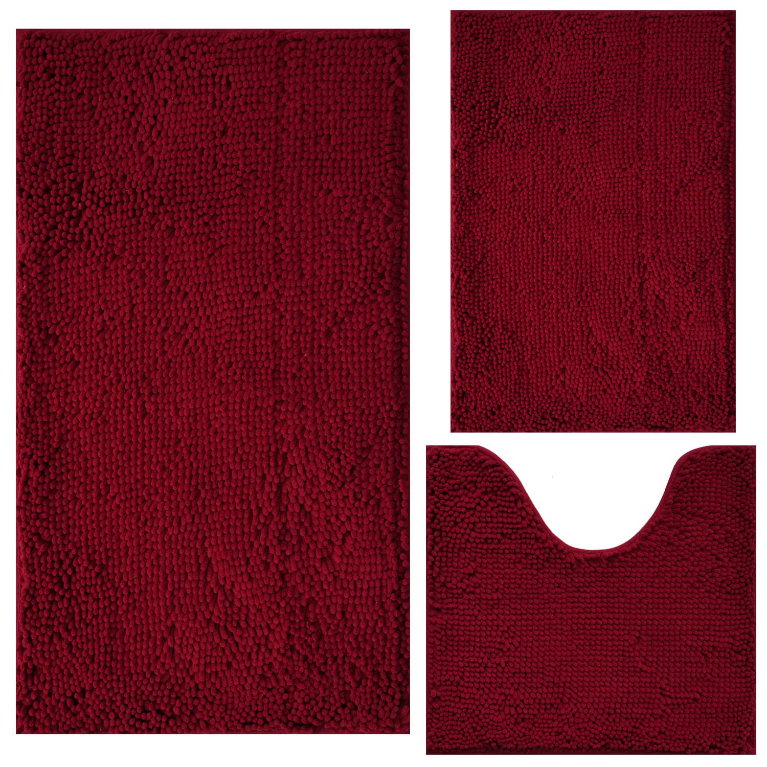 Amazon.com: Bathroom Rugs Chenille 3-Piece Extra Soft and Absorbent ...