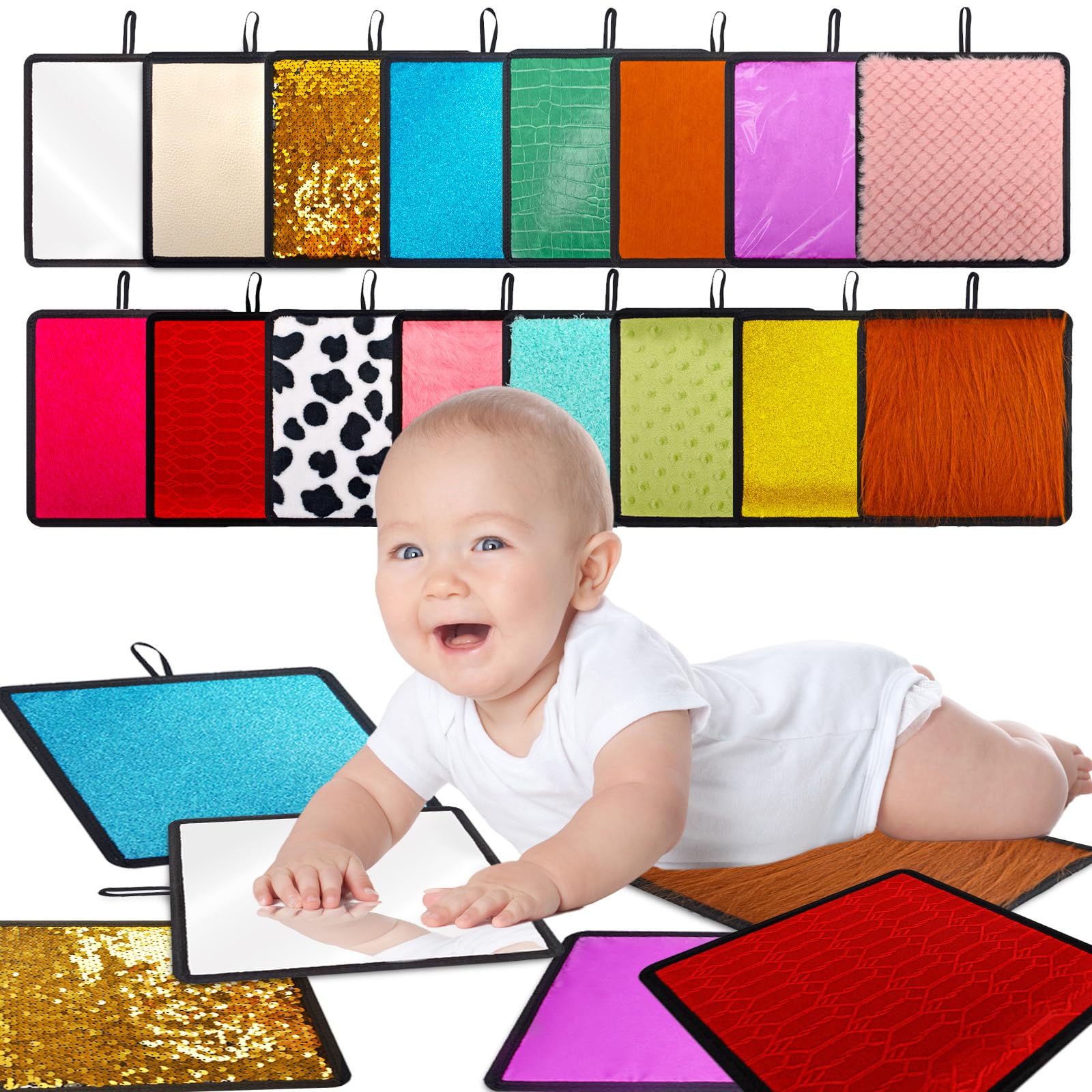 Sensory Toys with 16 Set Sensory Mats, Mini Tactile Sensory Walls Toys ...