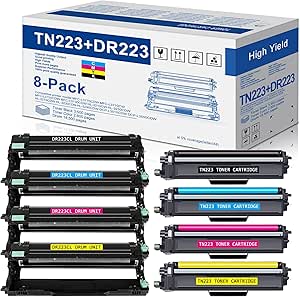 Amazon.com: 4 Pack TN223 BK/C/M/Y Toner Cartridge DR223CL Drum Unit Set 4 Pack Replacement for ...