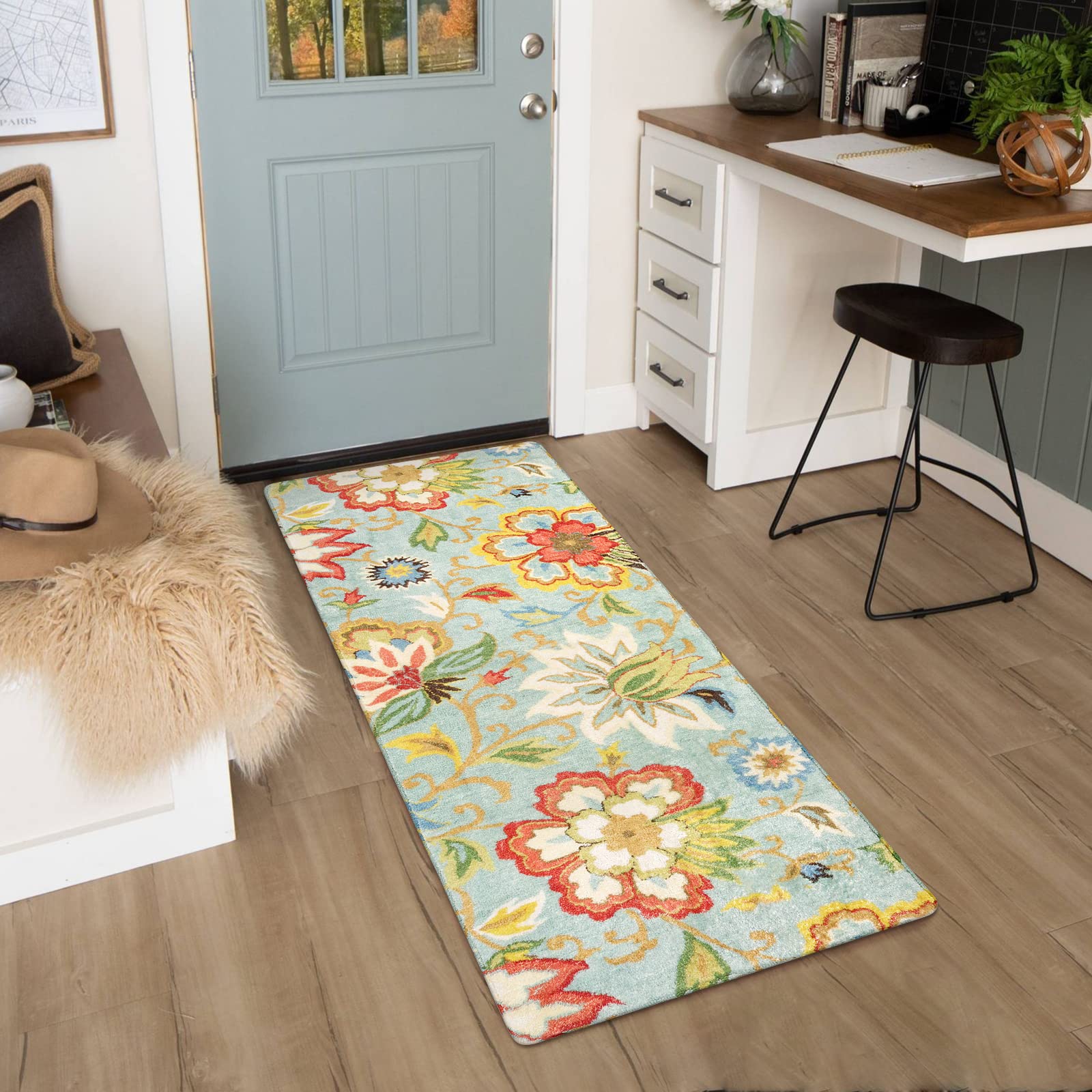 Lahome Floral Hallway Runner Rug - 2x5 Rug Runner Washable Non-Slip Low ...