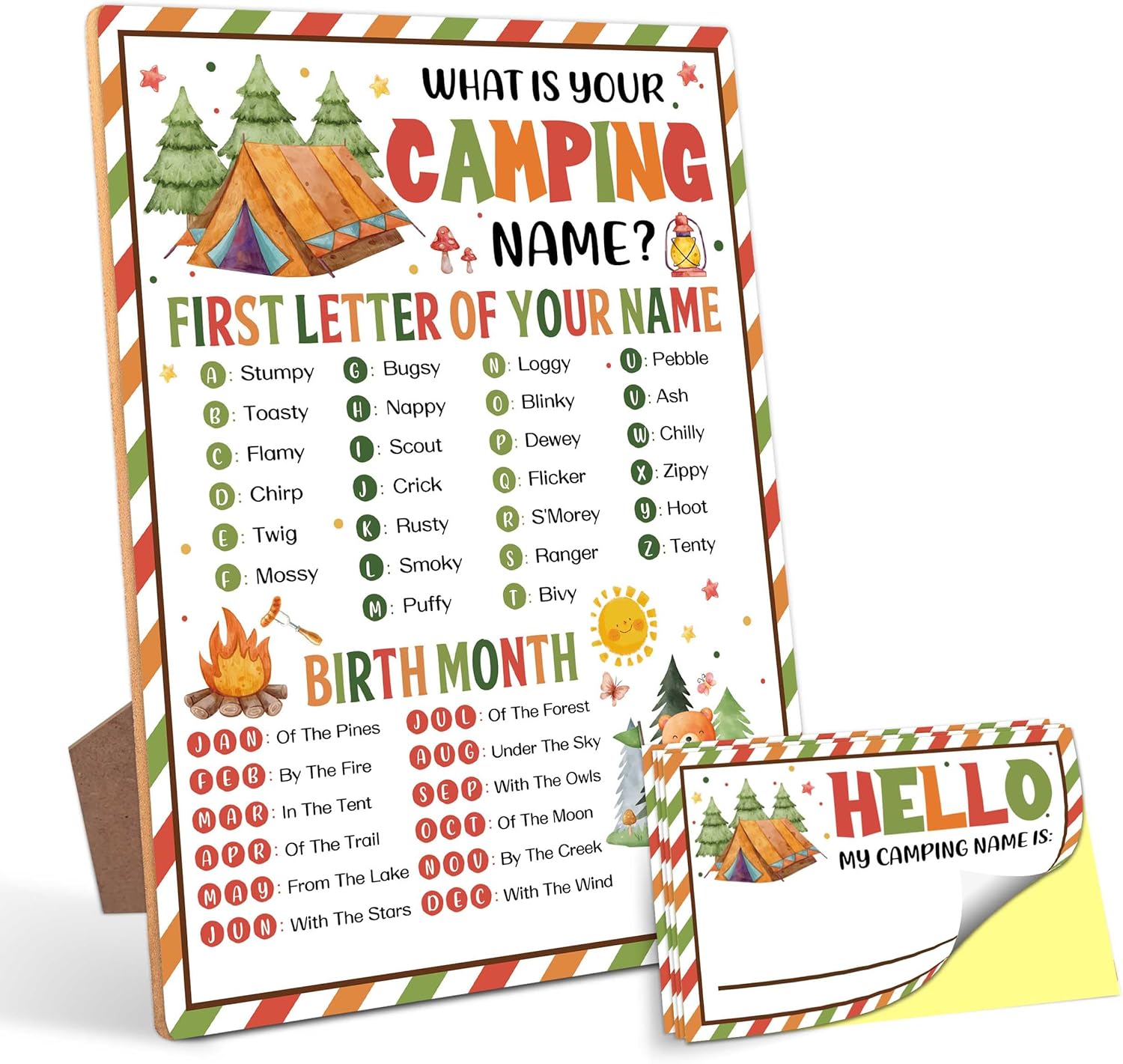 Amazon.com: What is Your Camping Name Game,30 Stickers, Camping Party ...