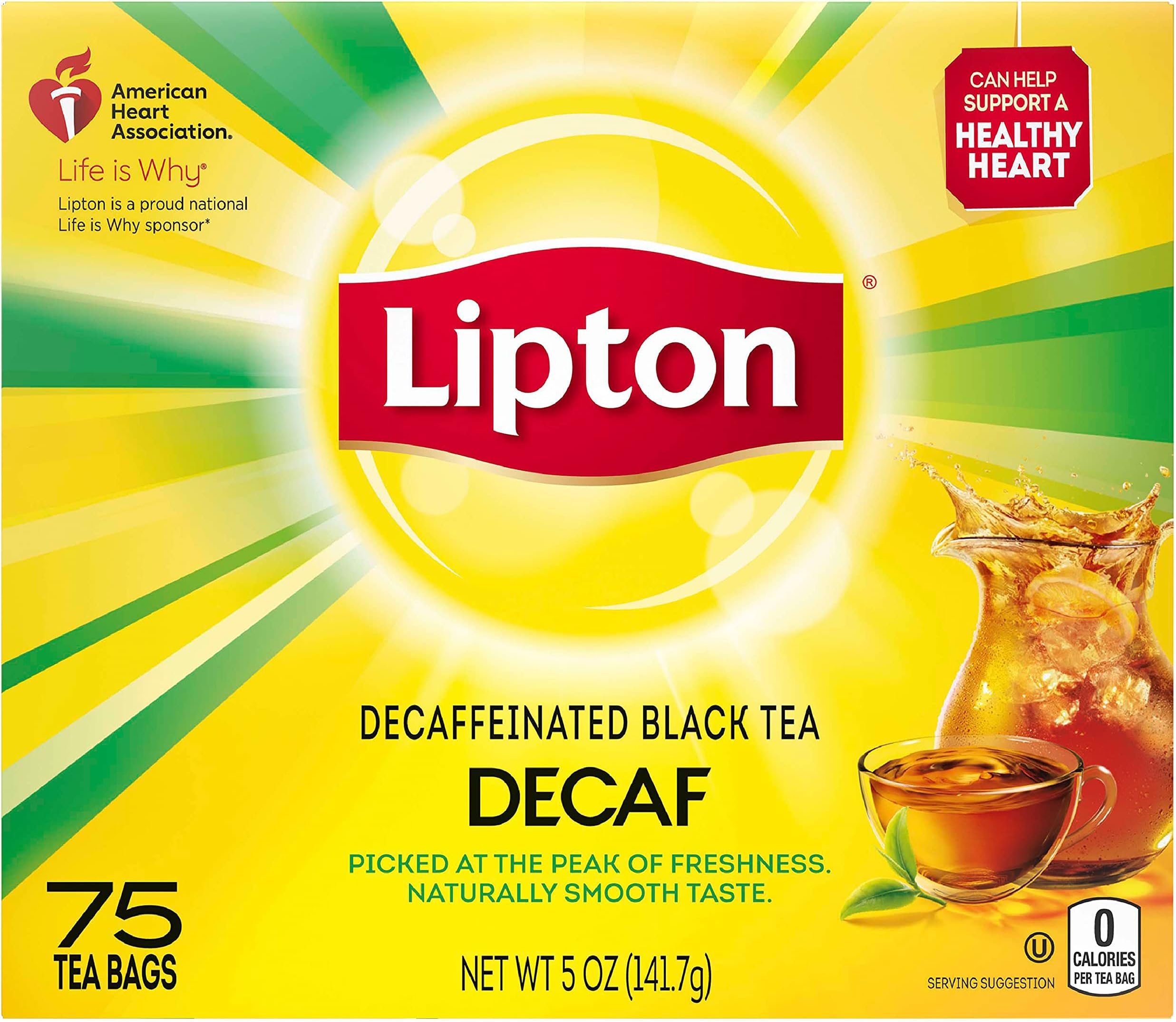Amazon.com : Lipton Decaf Tea Bags, Black Tea, Iced or Hot Tea, Can ...
