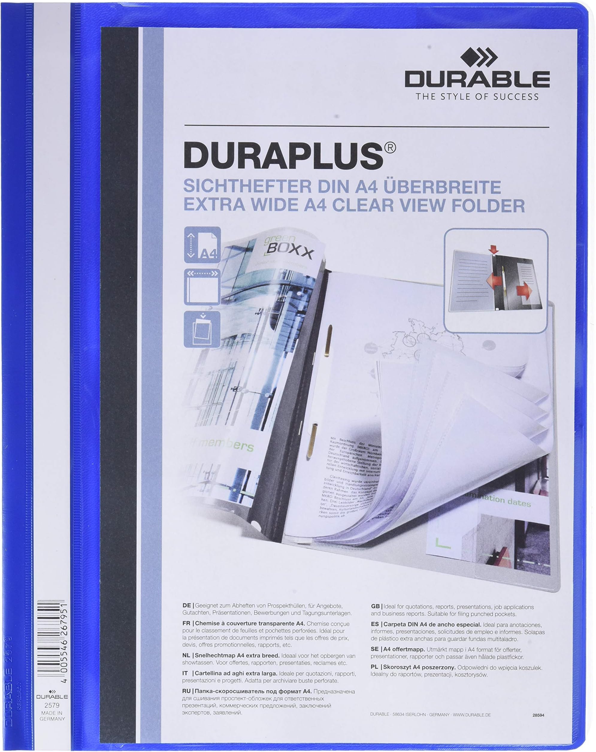 Durable DURAPLUS® Presentation Folder | Pack of 25 A4 Folders | Blue ...