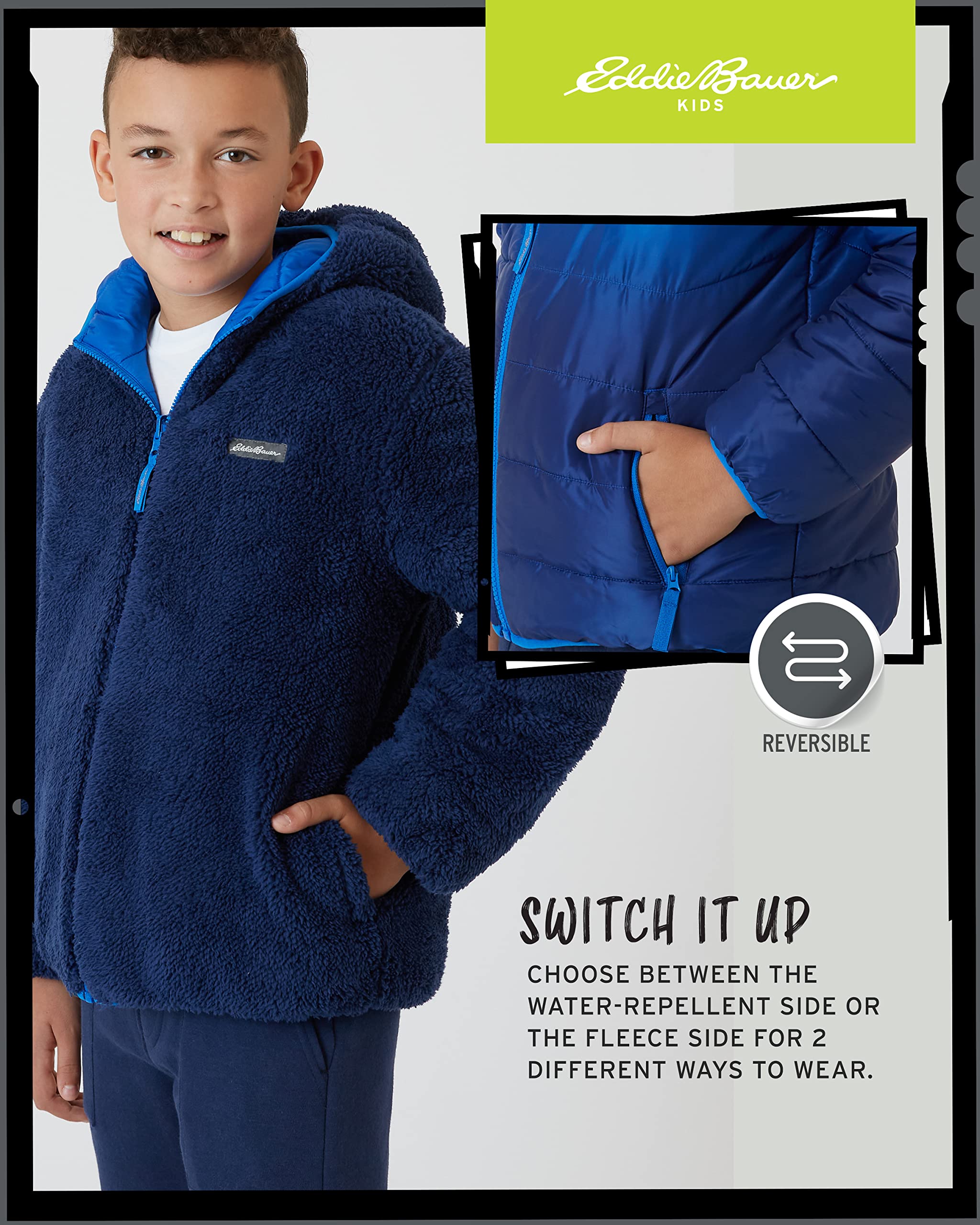 Snapklik.com : Eddie Bauer Boys Reversible Jacket - Waterproof ...