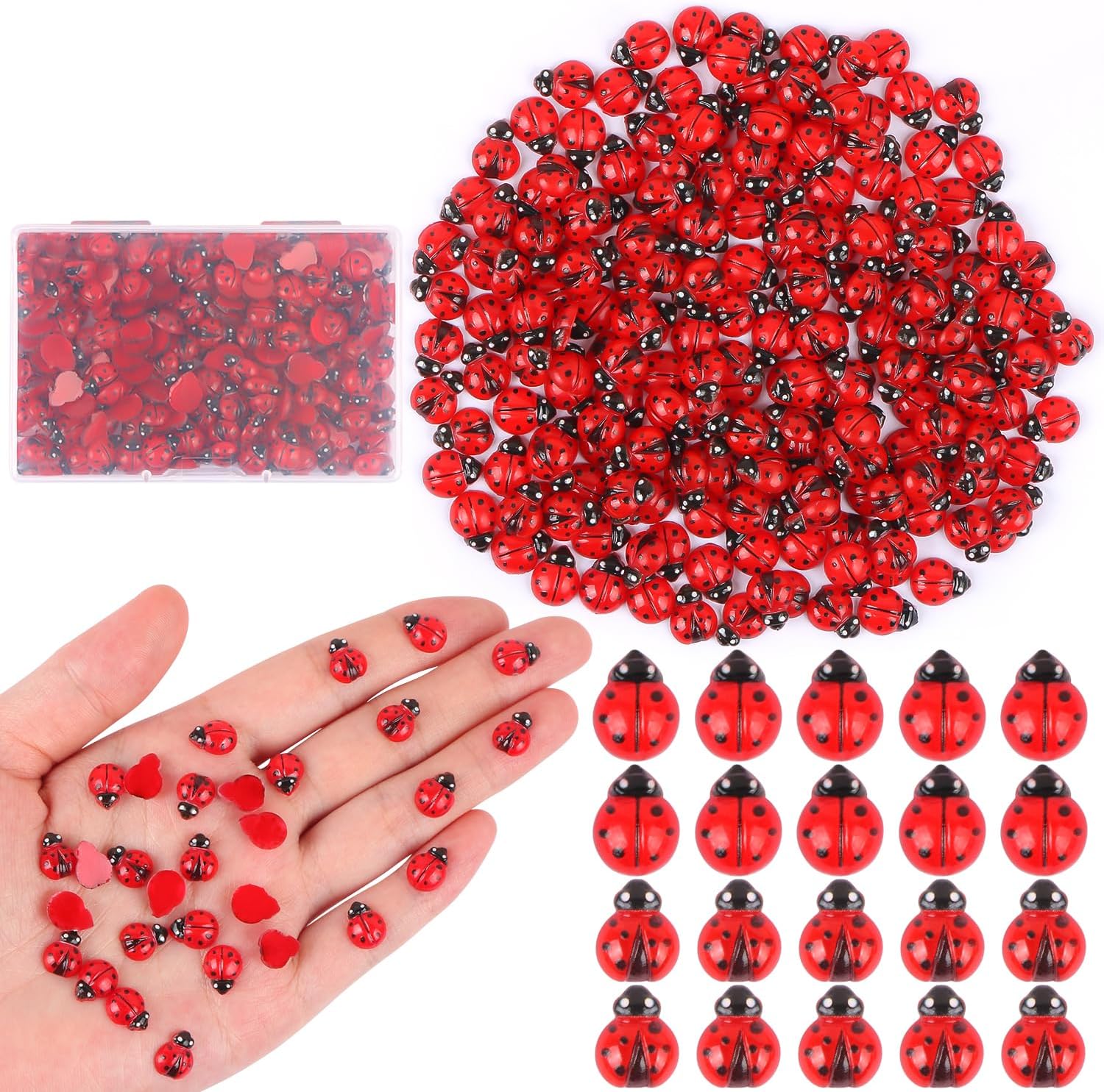 Amazon.com: EVERMARKET 200 PCS Tiny Resin Ladybugs for Crafts Mini ...